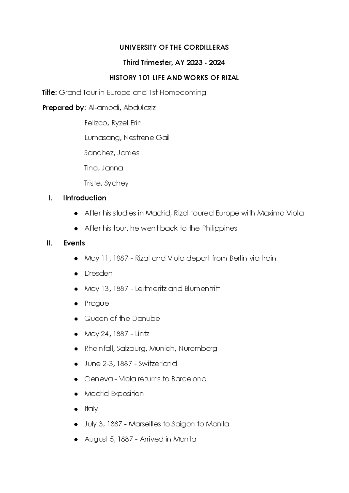 HIST 101 GRP 3 Written Output - UNIVERSITY OF THE CORDILLERAS Third ...