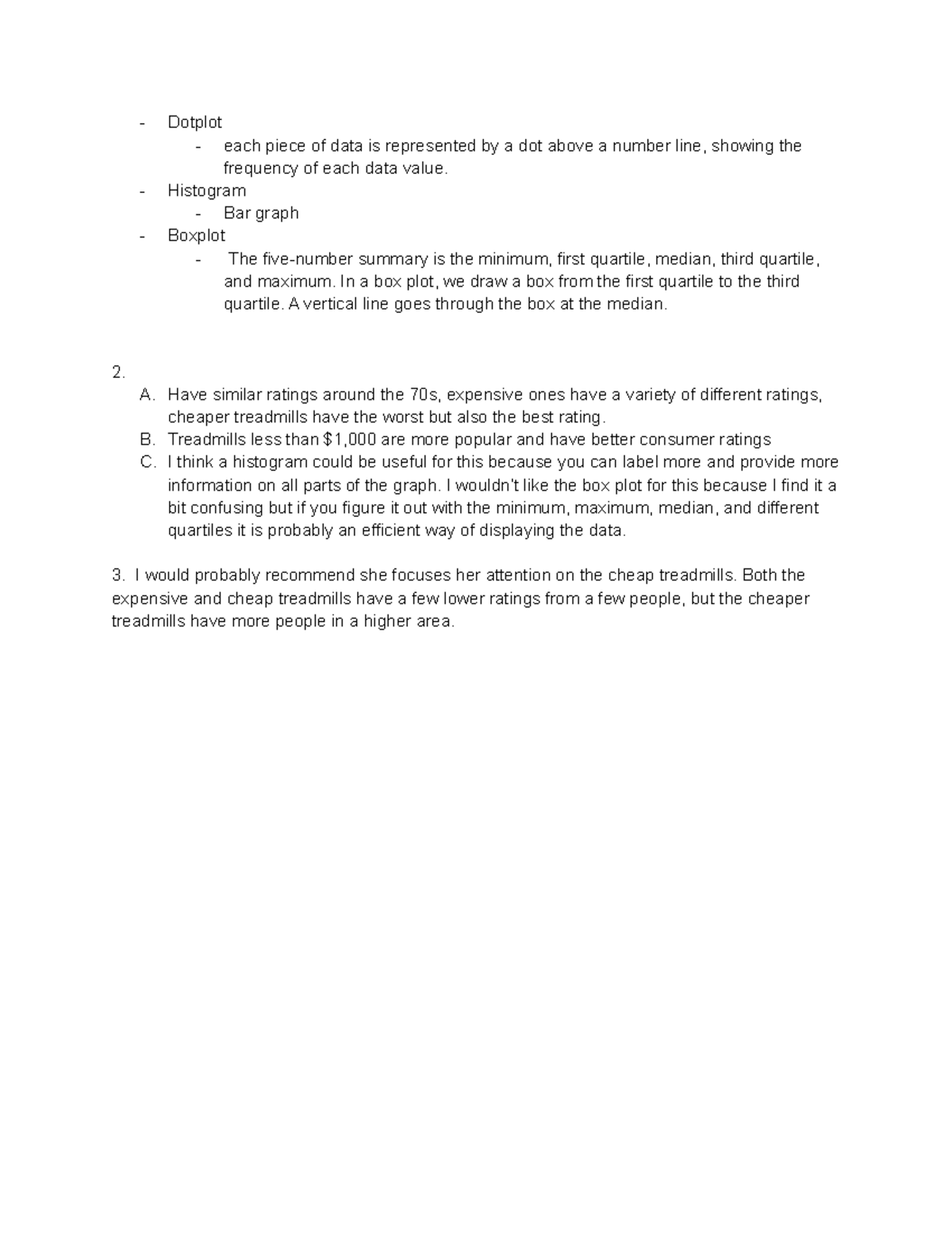 Graphical Displays 2.A Practice - Dotplot each piece of data is ...
