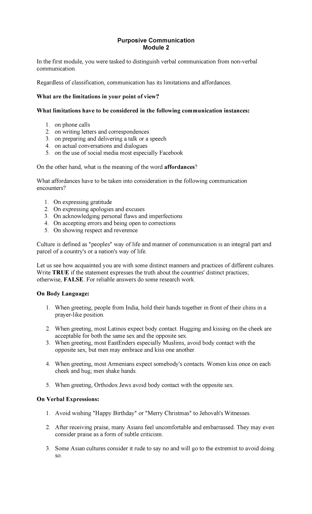 Pur Com M2 - Module - Purposive Communication Module 2 In the first ...