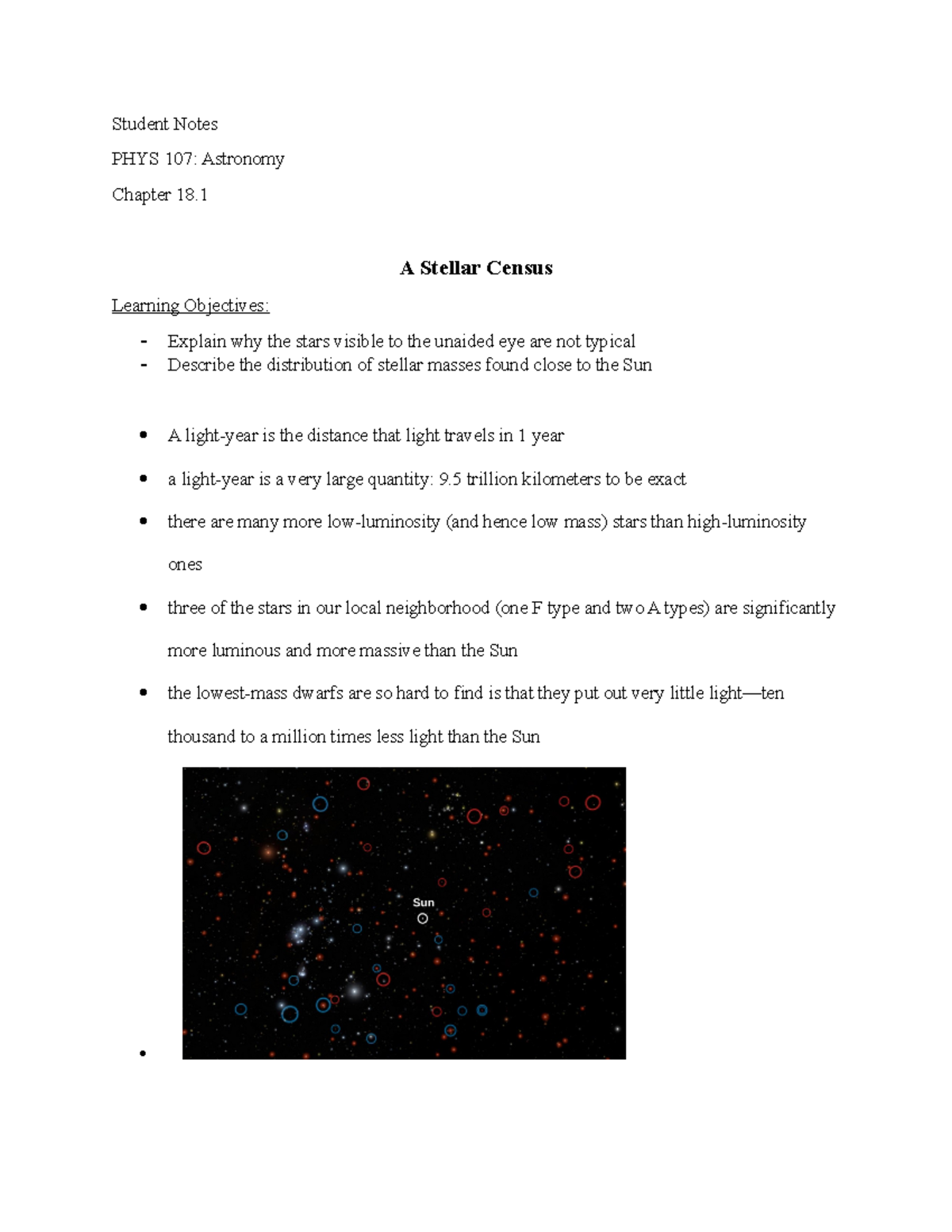 Chapter 18-1 PHYS 107 - notes - Student Notes PHYS 107: Astronomy ...