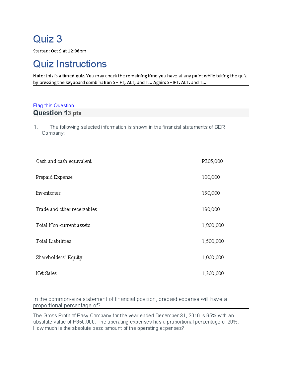 Scribd - kamusta kana mahal? - Quiz 3 Started: Oct 9 at 12:06pm Quiz ...
