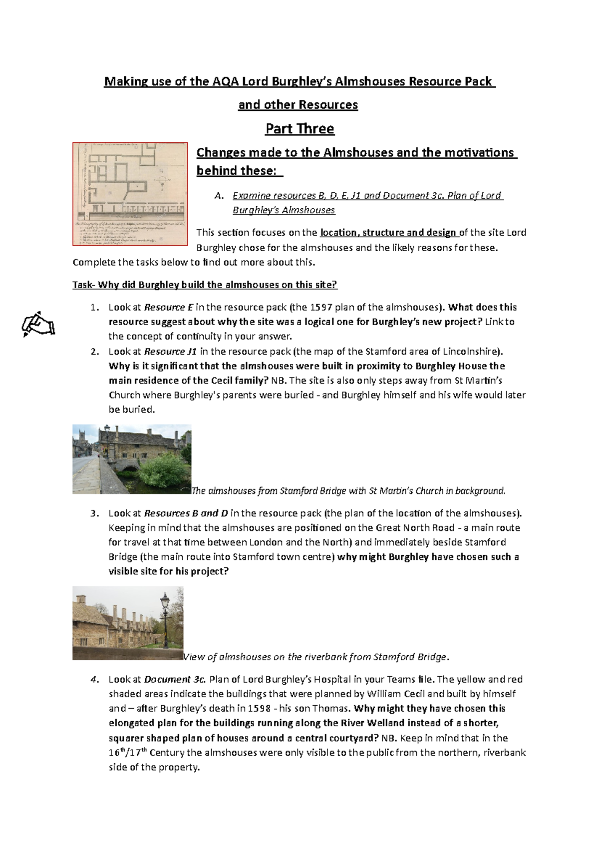 3d. Making use of the AQA Burghley's Almshouses resource pack PART ...