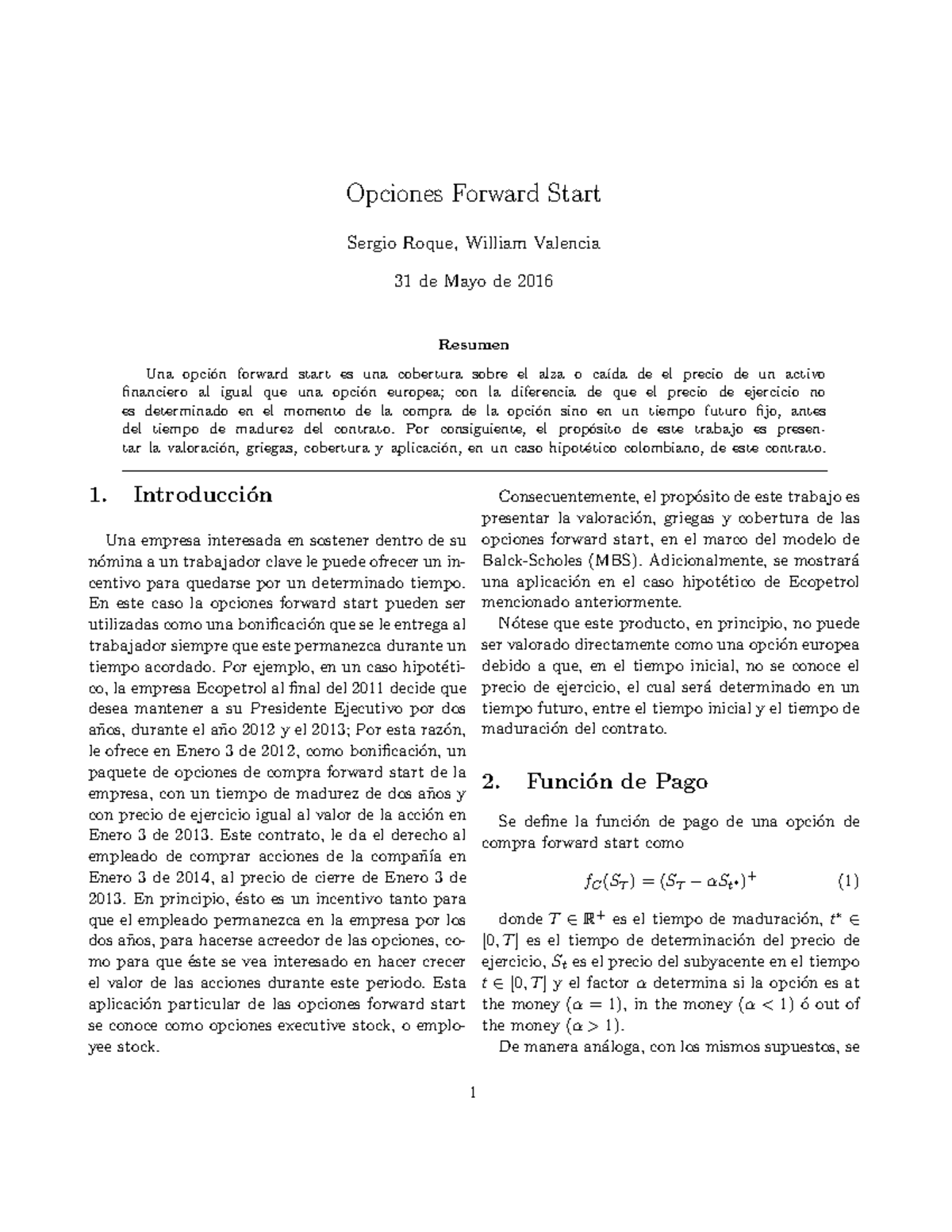 Forward Start Option Roque S-Valencia W - Opciones Forward Start Sergio ...