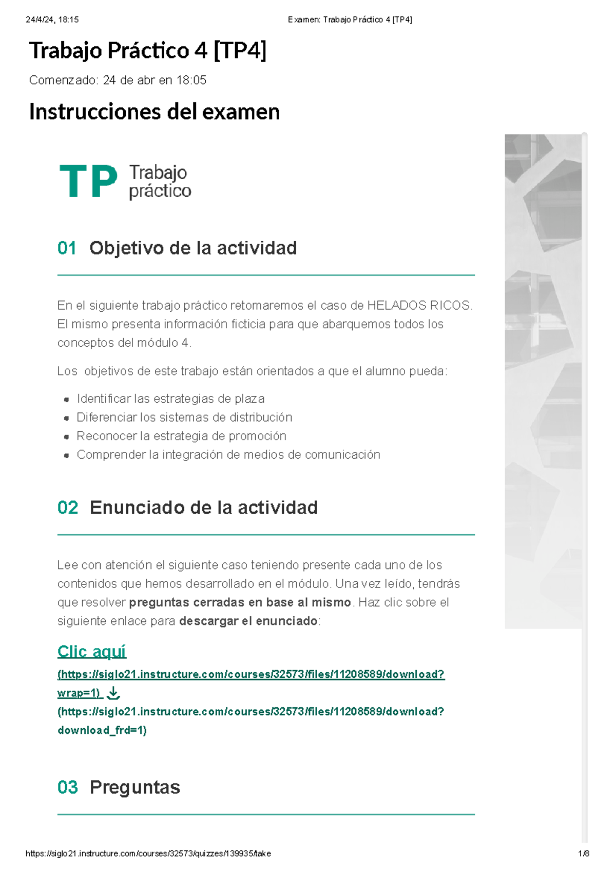 Tp4 80% marketing 1 - Trabajo Prácco 4 [TP4] Comenzado: 24 de abr en 18: Instrucciones del ...