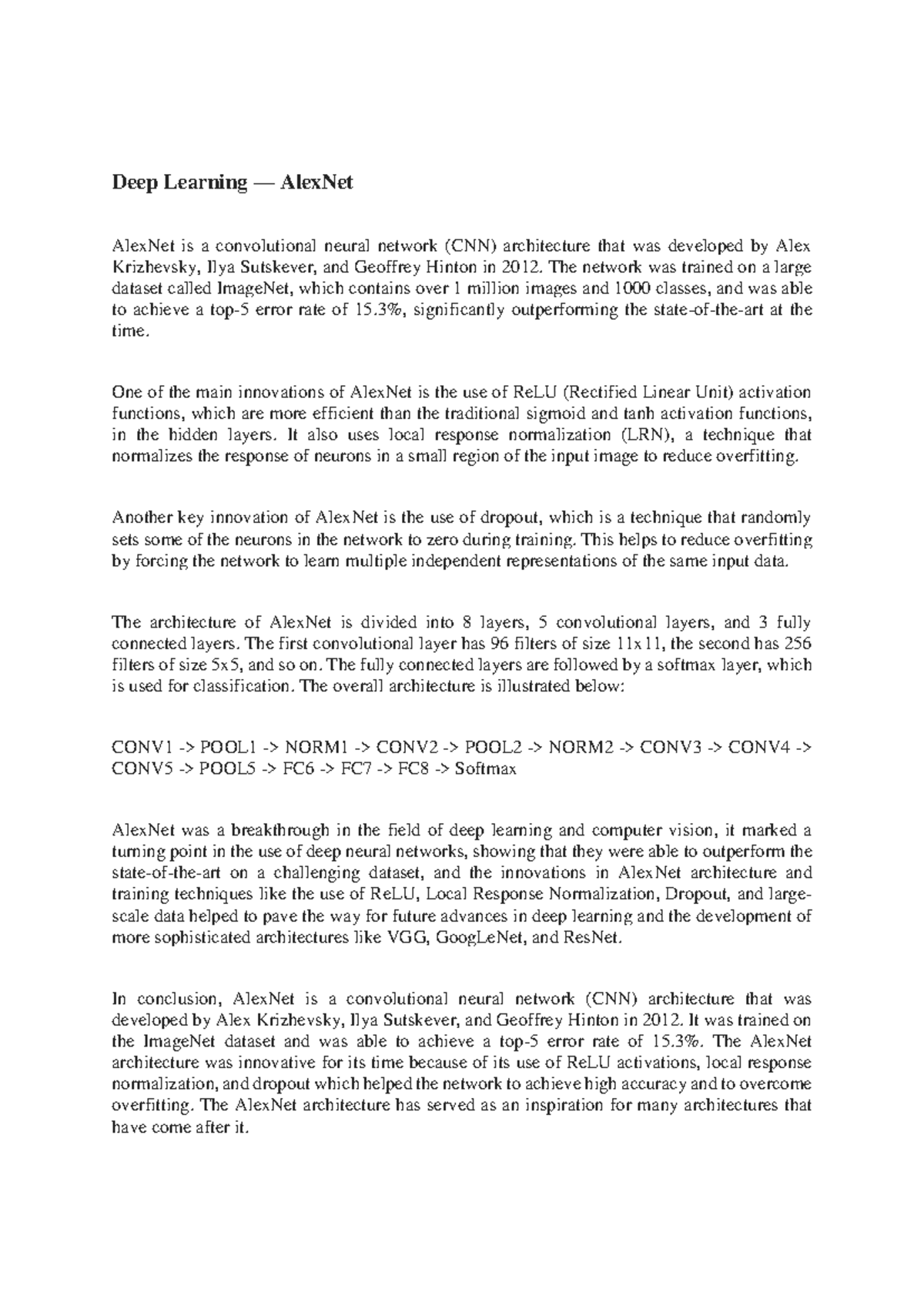 Alexnet and VGG - Deep Learning — AlexNet AlexNet is a convolutional ...