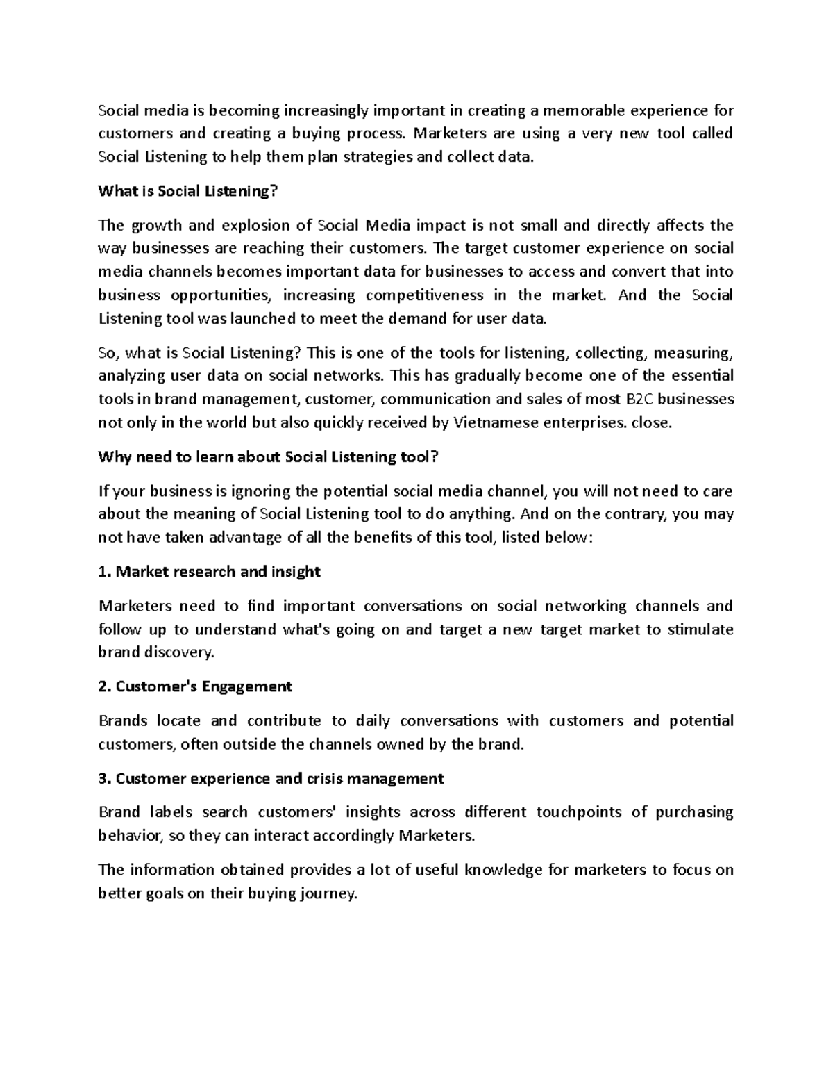 Social Listening - Grade: A- Social media is becoming increasingly ...