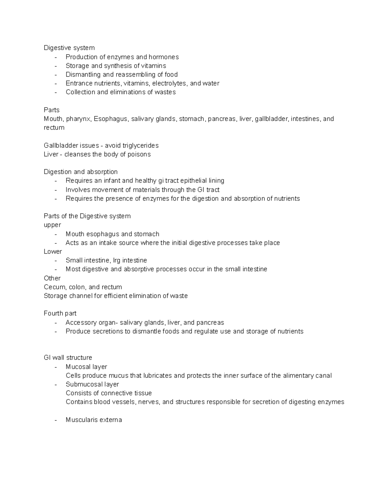 Digestive system - Summer patho - Digestive system - Production of ...