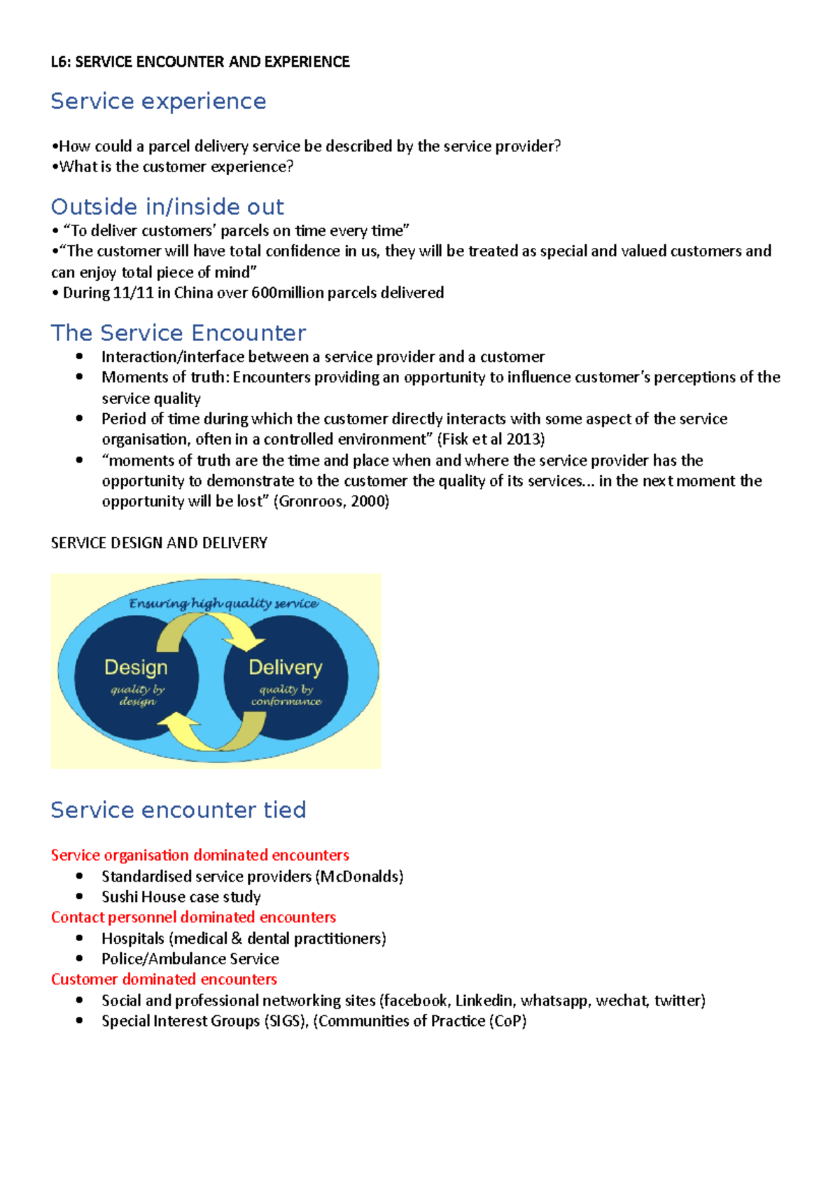 L6- Service Encounter AND Experience - L6: SERVICE ENCOUNTER AND ...