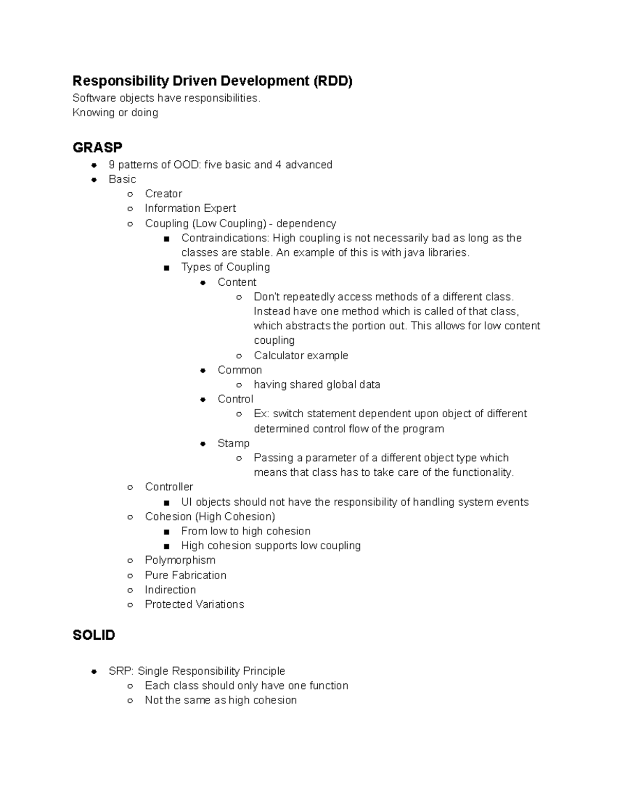 RDD Grasp Solid Software Design and Architecture - Google Docs - Responsibility Driven ...