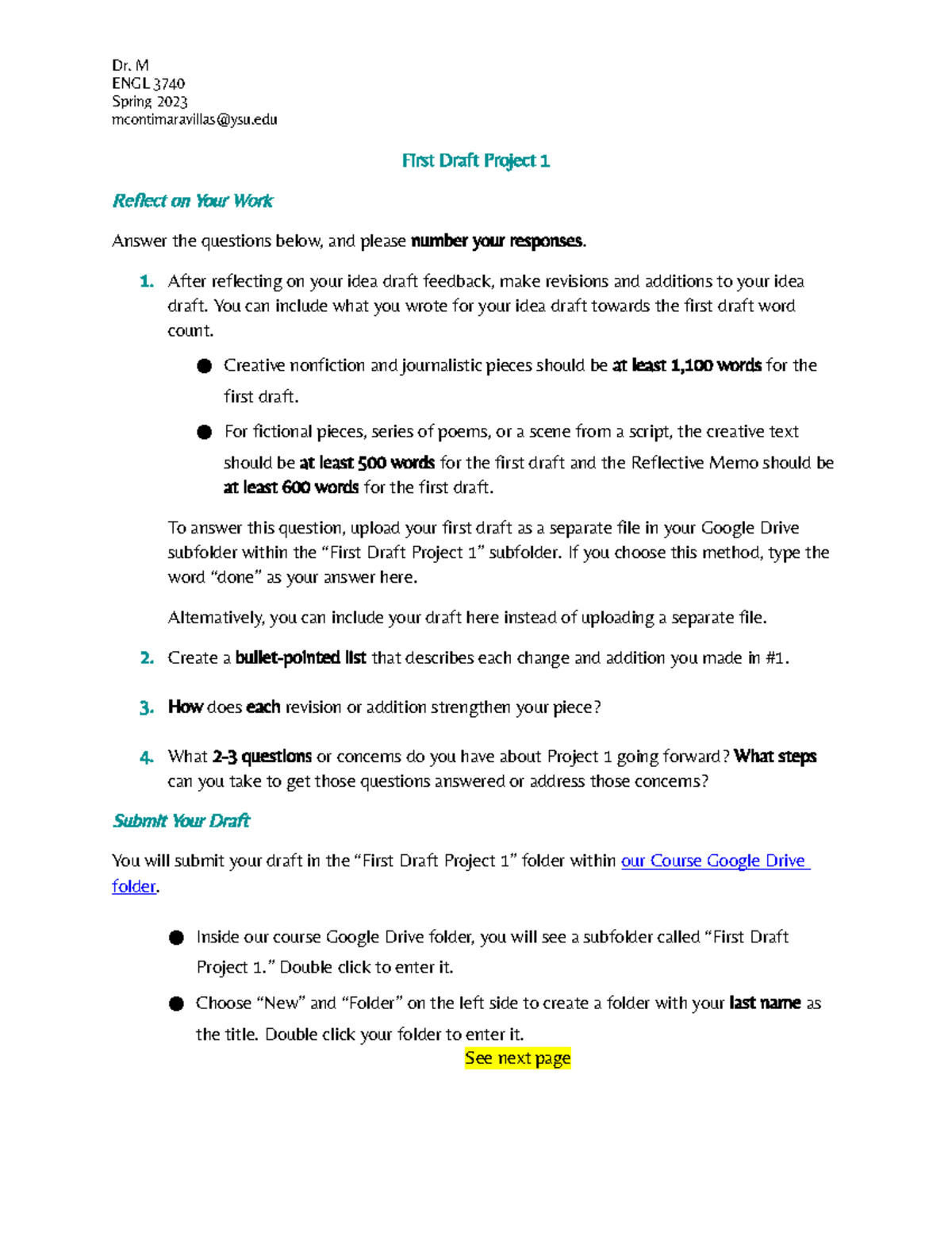 First Draft Project 1 - Dr. M ENGL 3740 Spring 2023 mcontimaravillas ...