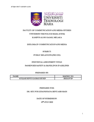 PR450 Proposal (Shasha, Hanis, Ayra, Sutera) - public relation - UiTM ...