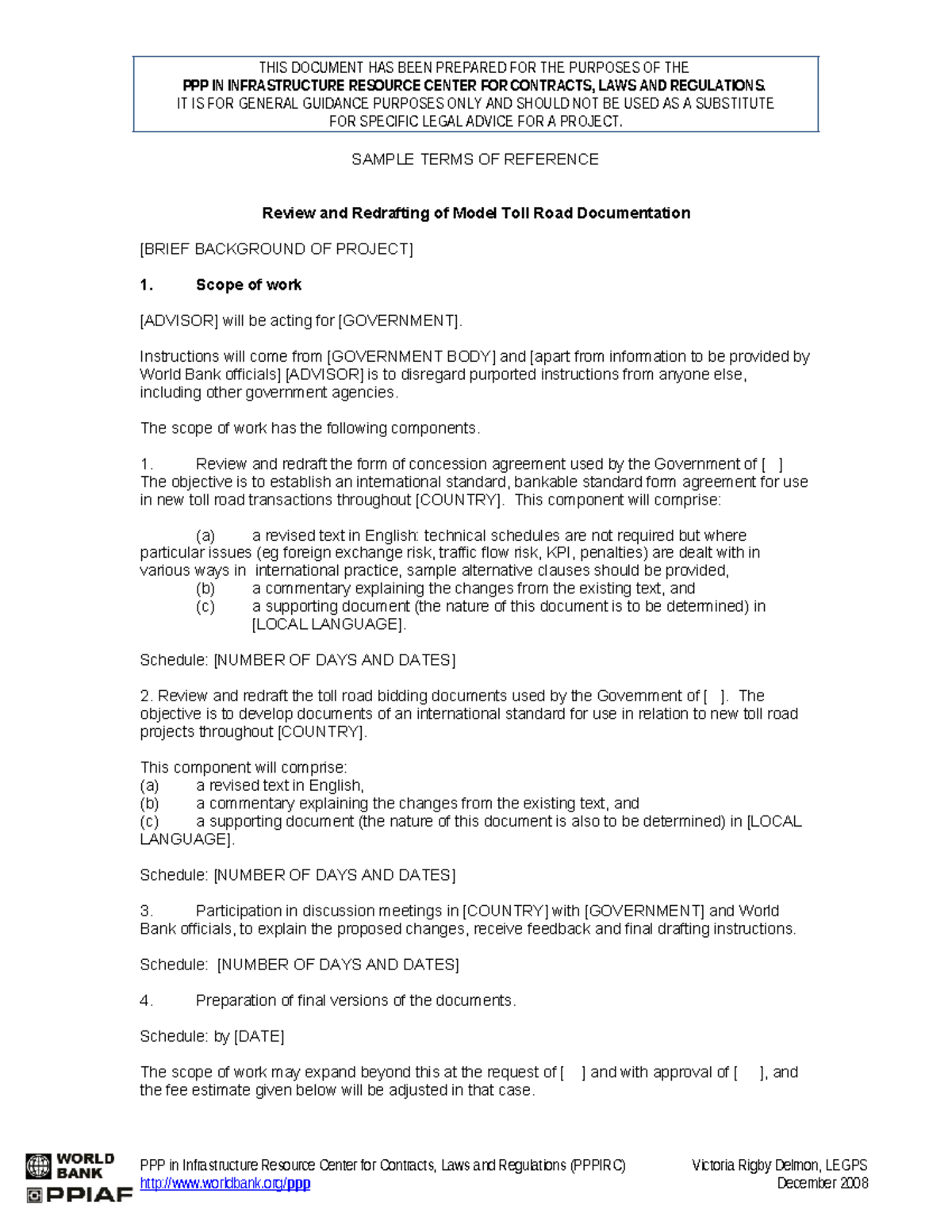TOR Transport Toll Road Model Concession Review and Redraft - THIS ...