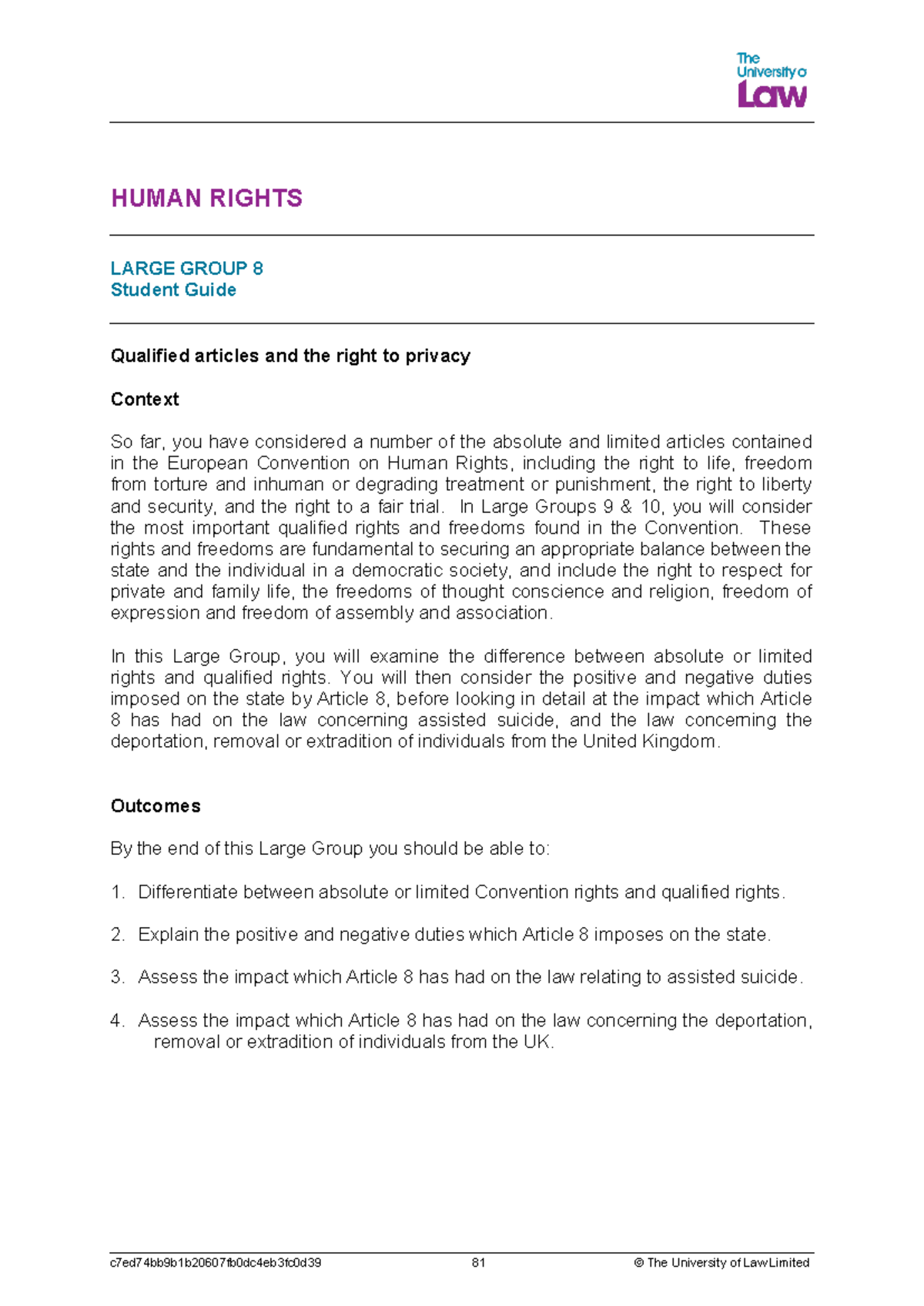 Human Rights LG8 - HUMAN RIGHTS LARGE GROUP 8 Student Guide Qualified ...