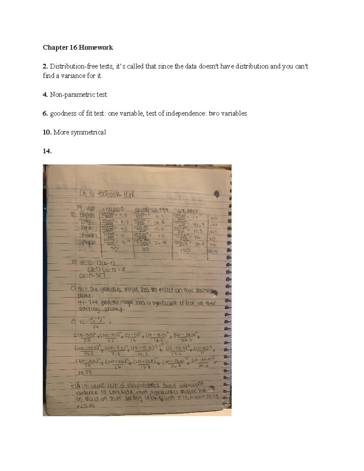 Ch 16 Textbook Homework - PSYCH 248 - Chapter 16 Homework 2 ...