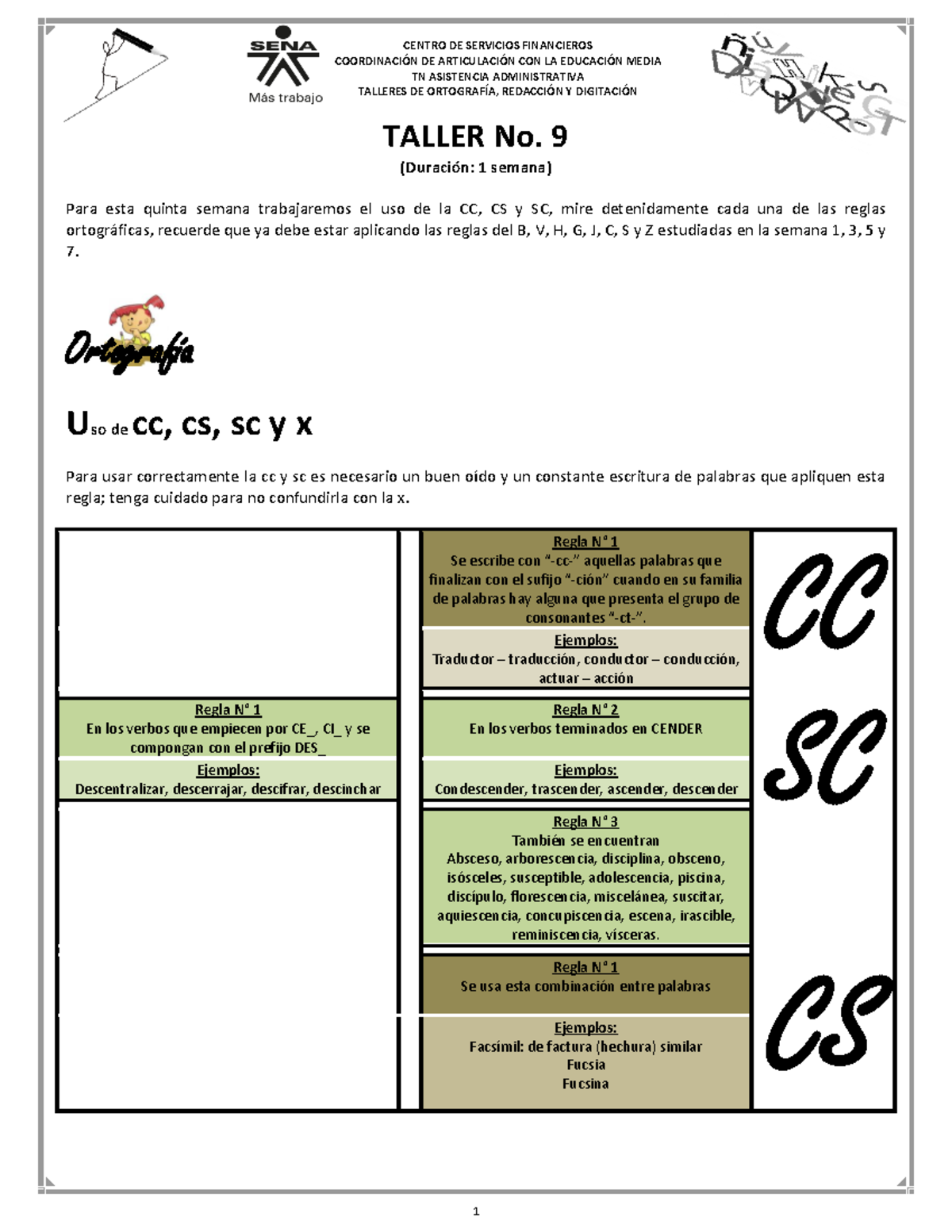Taller No. 9 ( Semana 9) - COORDINACI”N DE ARTICULACI”N CON LA EDUCACI”N MEDIA TN ASISTENCIA ...