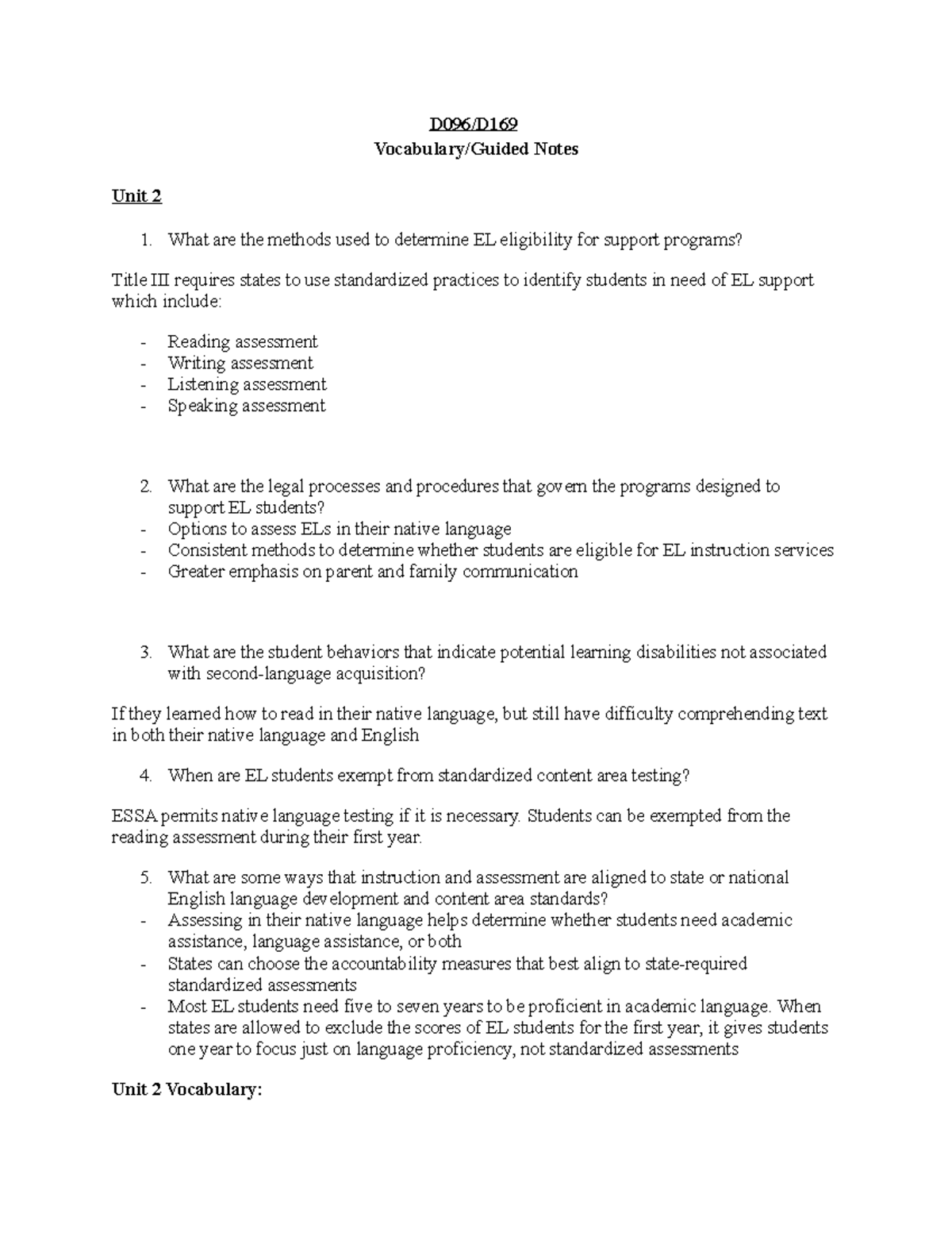 D096 D169 Vocabulary Guided Notes Diverse Learners - D096/D Vocabulary ...