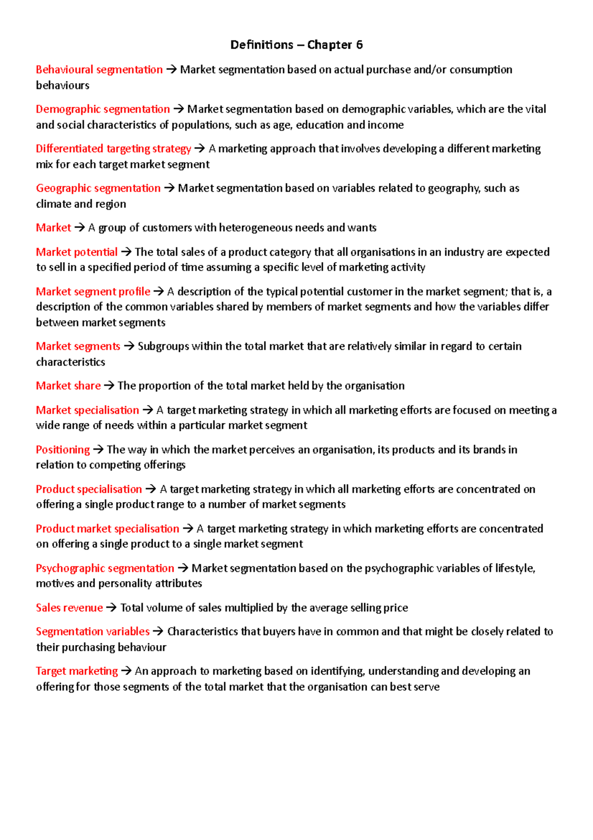 Direct marketing textbook definitions - Chapter 6 (All included from ...