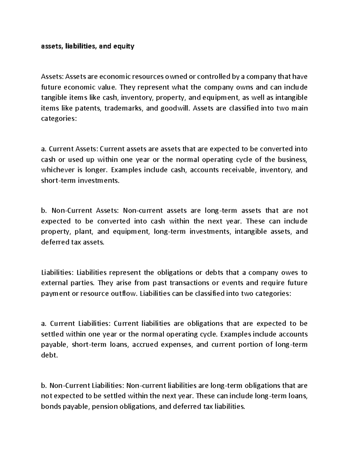 Assets - learning - assets, liabilities, and equity Assets: Assets are ...