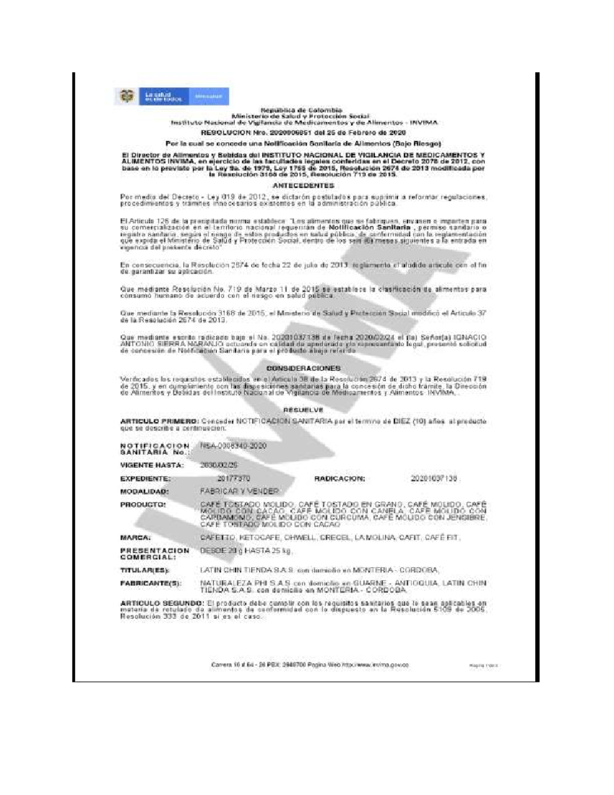 Certificado Invima - comercio exterior carta porte - Comercio Exterior ...