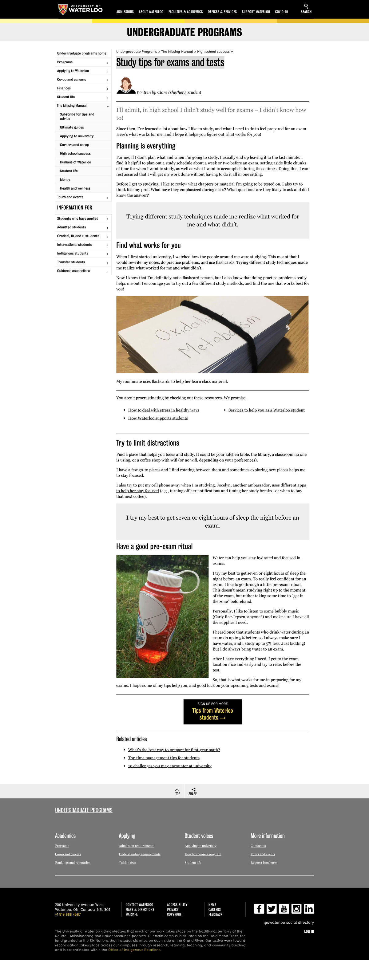 Study tips for exams and tests Undergraduate Programs University of ...