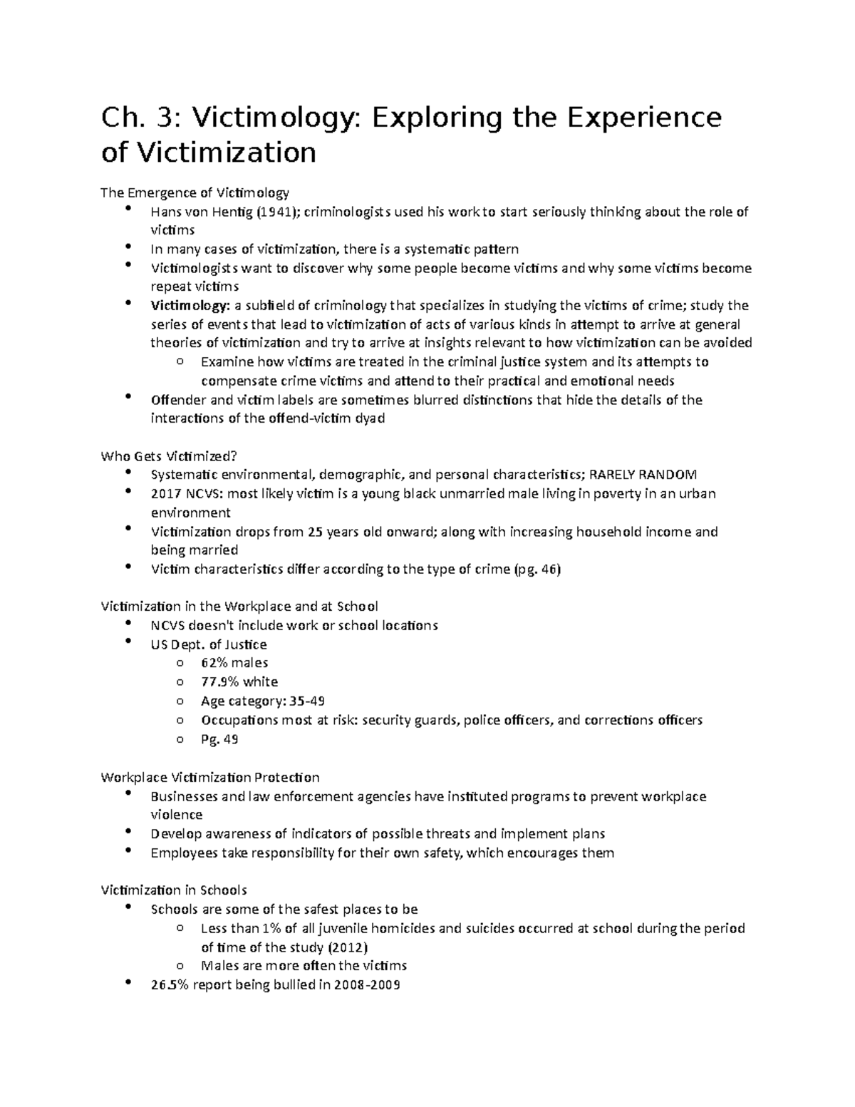 Chapter 3 Victimology CJ 317 - Ch. 3: Victimology: Exploring the ...