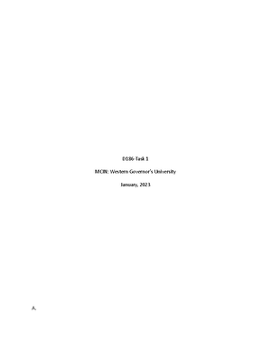D186 Task 1 - Task 1 - D 186 - WGU - Studocu