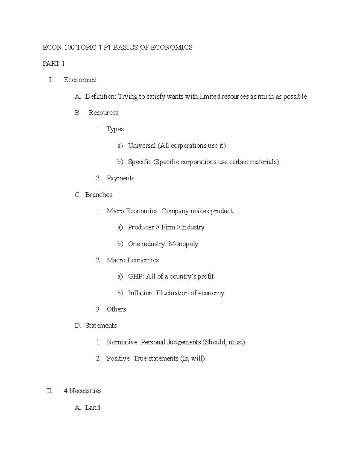 ECON 100 Topic 1 P1 Basics OF Economics - ECON 100 TOPIC 1 P1 BASICS OF ...