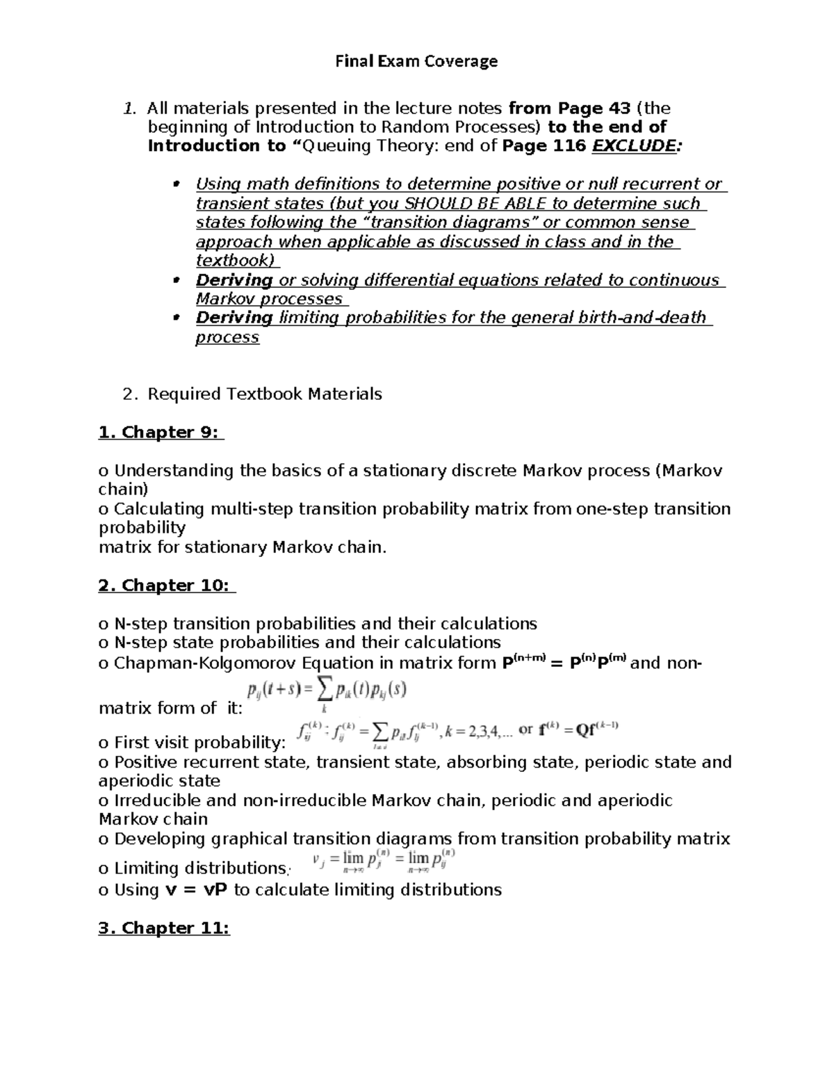 Final Exam Coverage-2024 - Final Exam Coverage 1. All materials ...