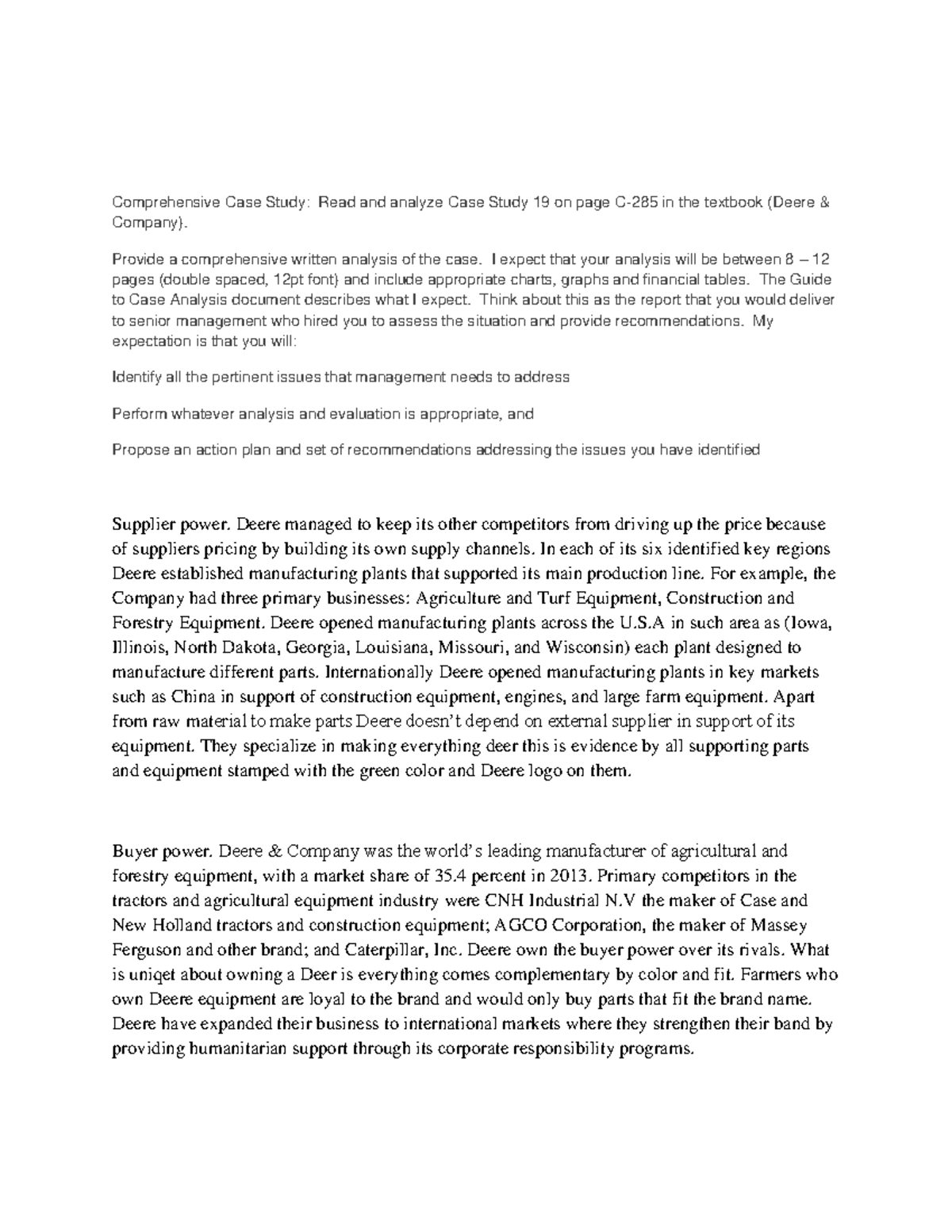 Comprehensive Case Study - Provide a comprehensive written analysis of ...