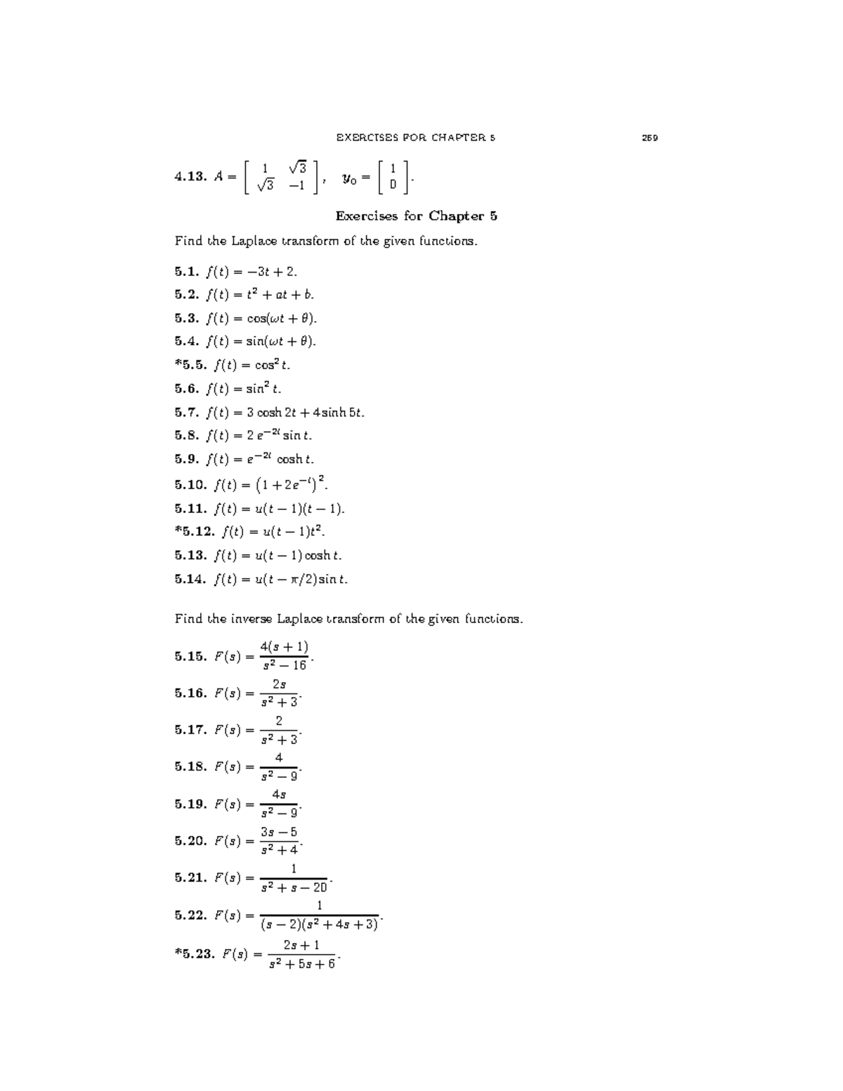 MAT2384 Laplace extra problems Summer 2021 - EXERCISES FOR CHAPTER 5 ...