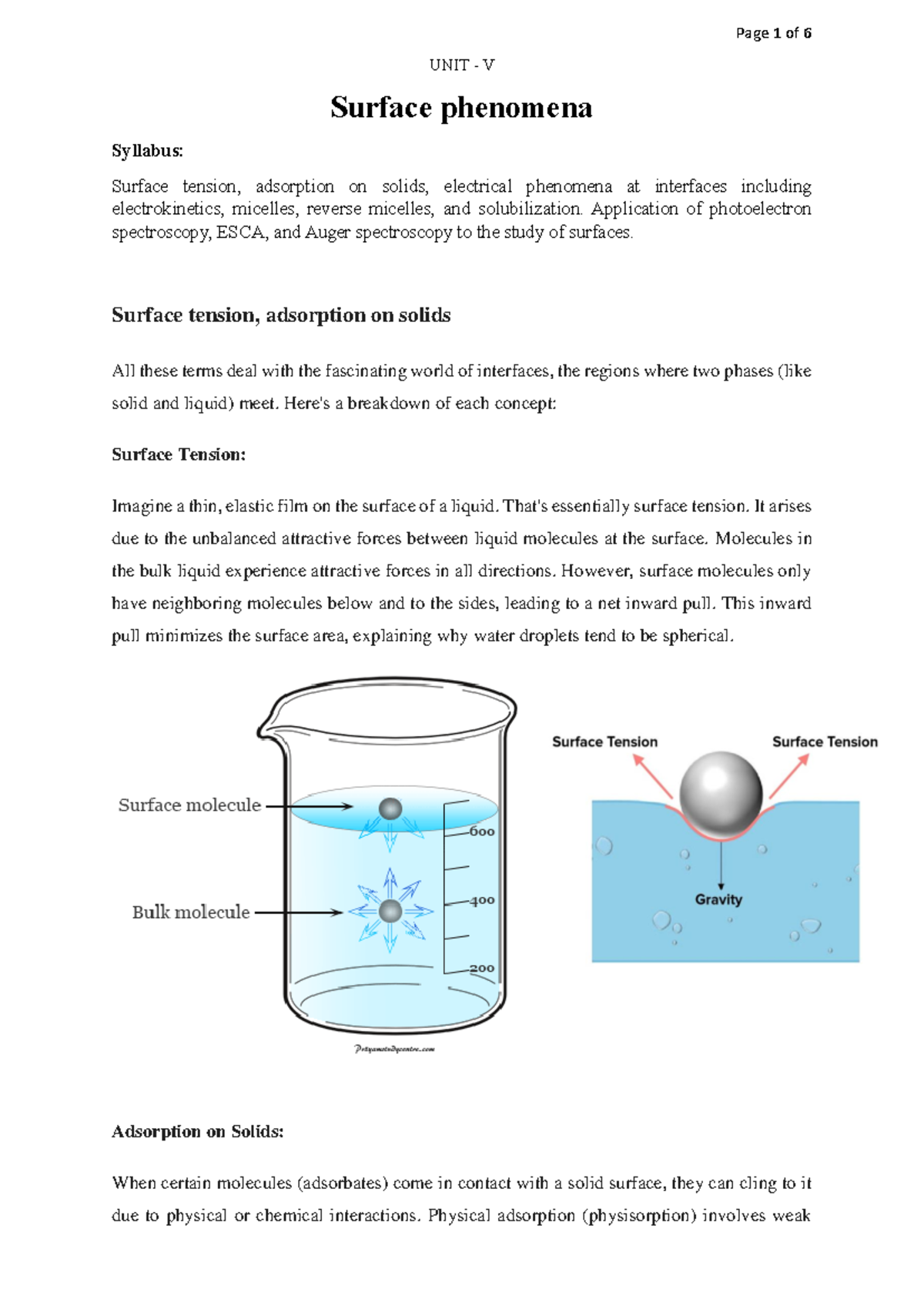 CPA 5 - Chemistry with application - UNIT - V Surface phenomena ...