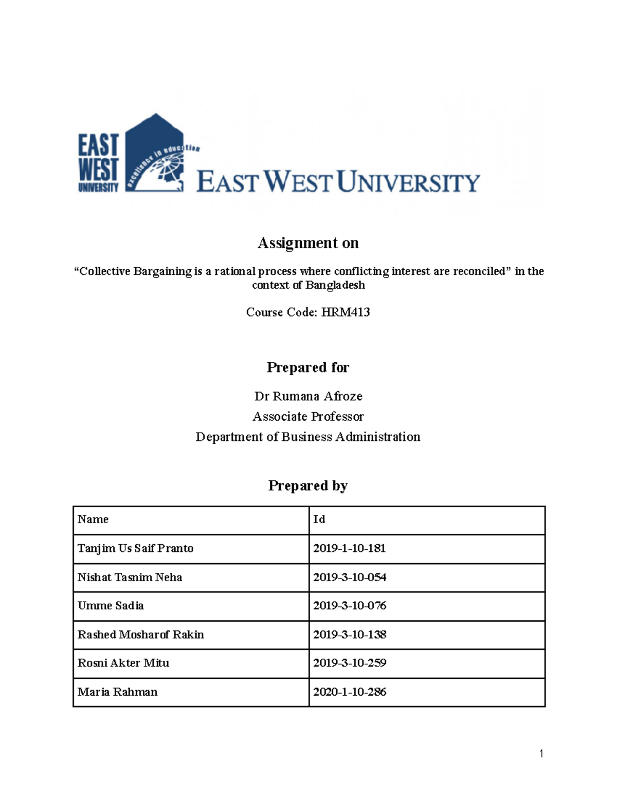 Hrm413 First Draft - assignment paper - Industrial Relations and Labour ...