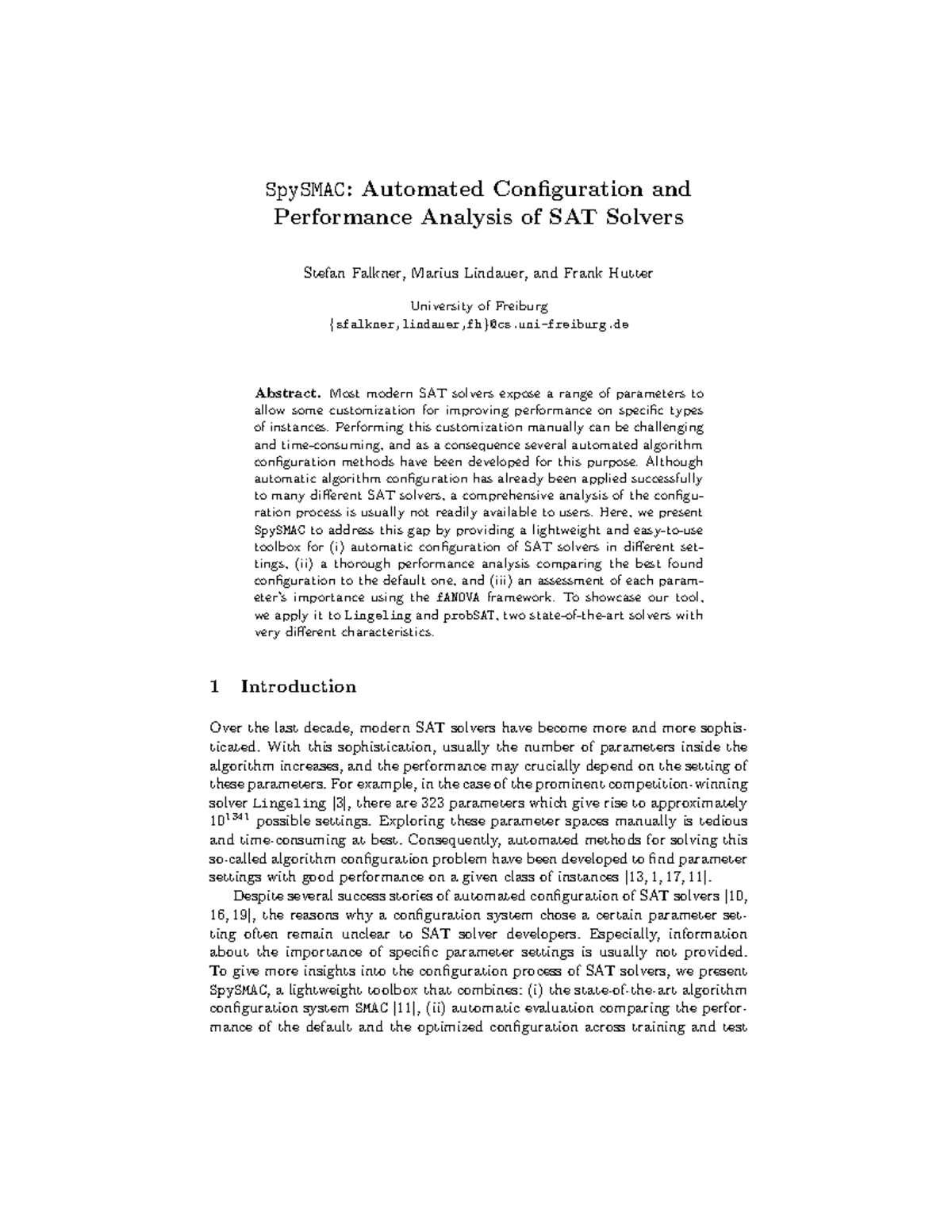 Spy Smac Automated Configuration And Performance Analysis Of Sat Solvers Most Modern Sat