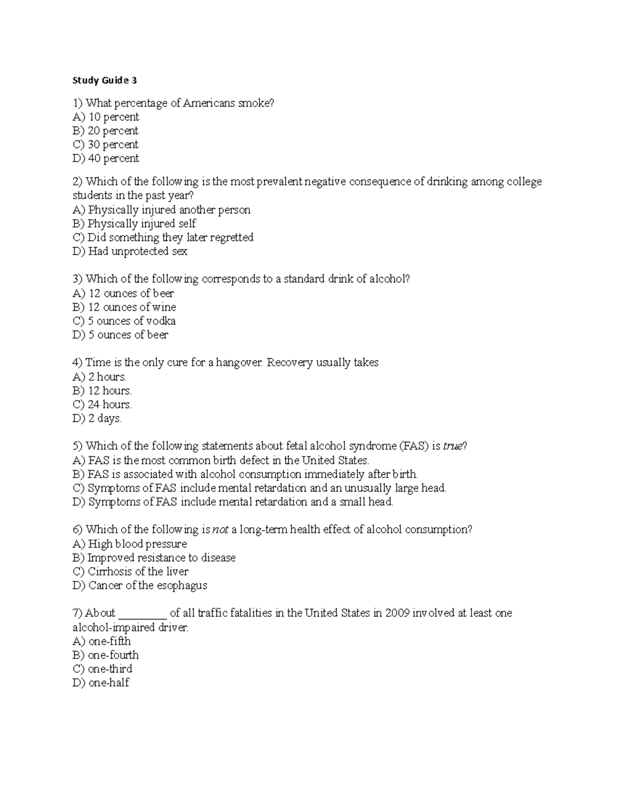 Study+Guide+3+224+Fall+%282019 %29 - Study Guide 3 What percentage of ...