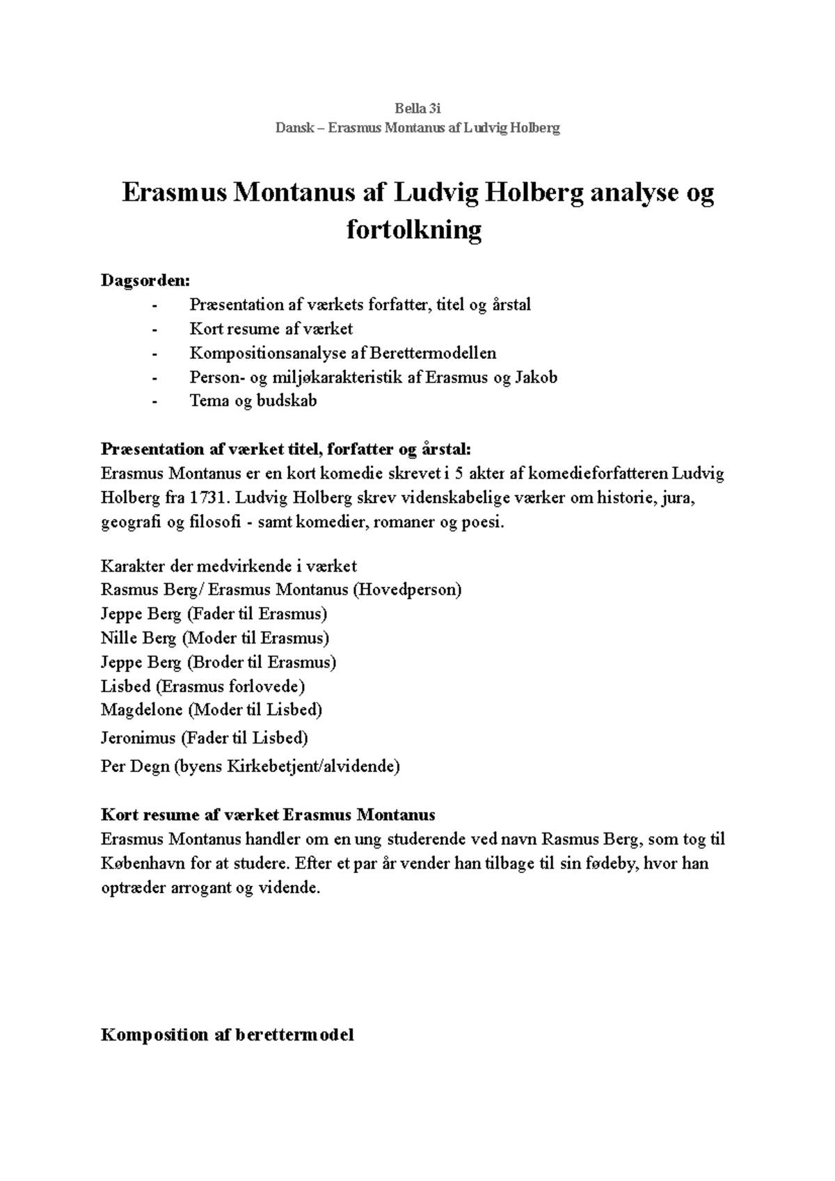 Erasmus montanus af Ludvig Holberg - Bella 3i Dansk – Erasmus Montanus ...