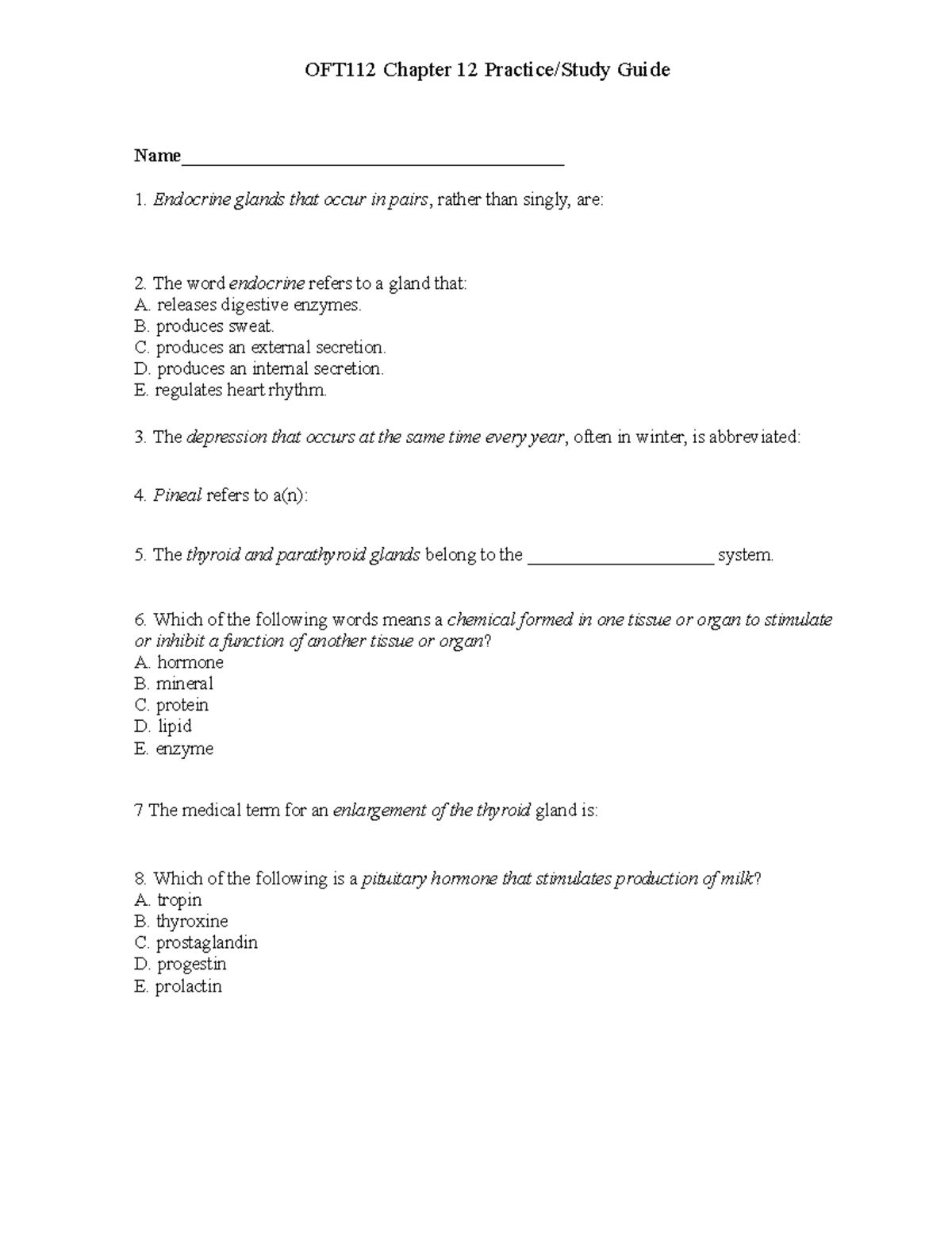 Chapter 12 Practice-Study Guide - Name ...