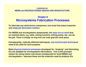 Chapter 1 Overview of MEMS and Microsystems - Lectures on MEMS and MICROSYSTEMS DESIGN AND - Studocu