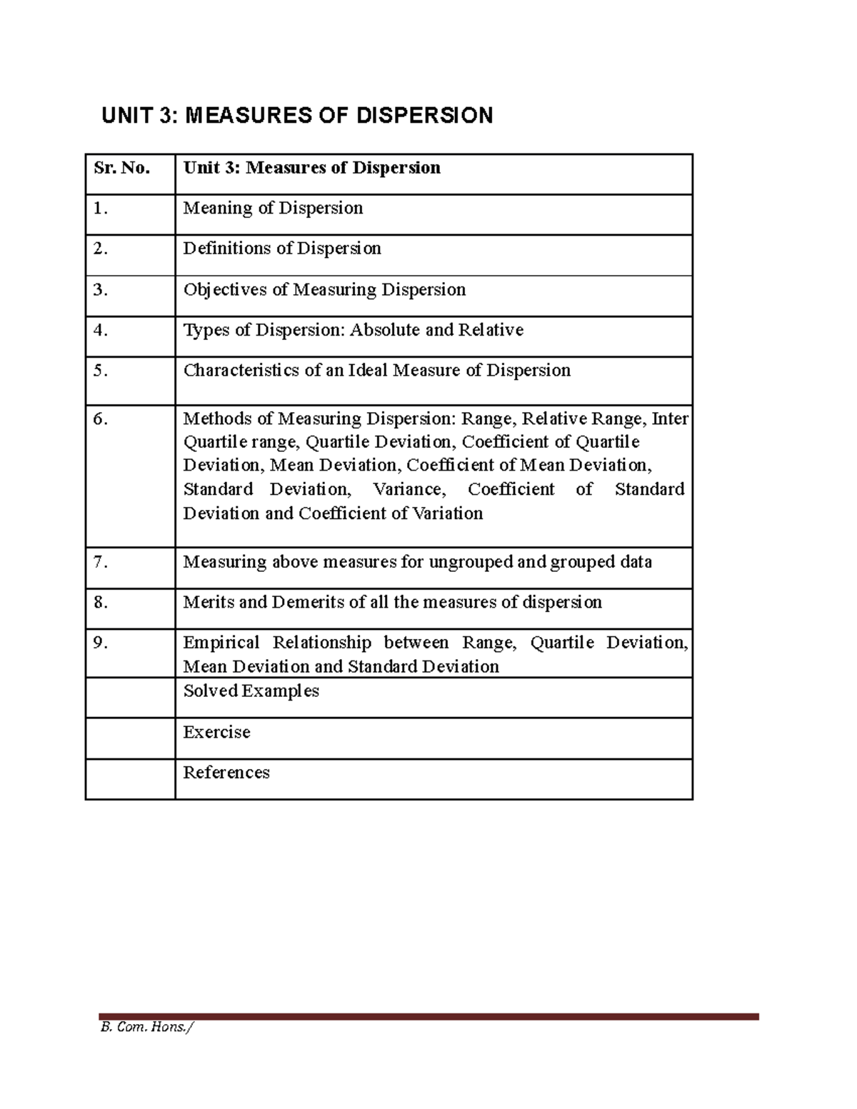 Sem1 BS Unit3 Measures of Dispersion - UNIT 3: MEASURES OF DISPERSION ...