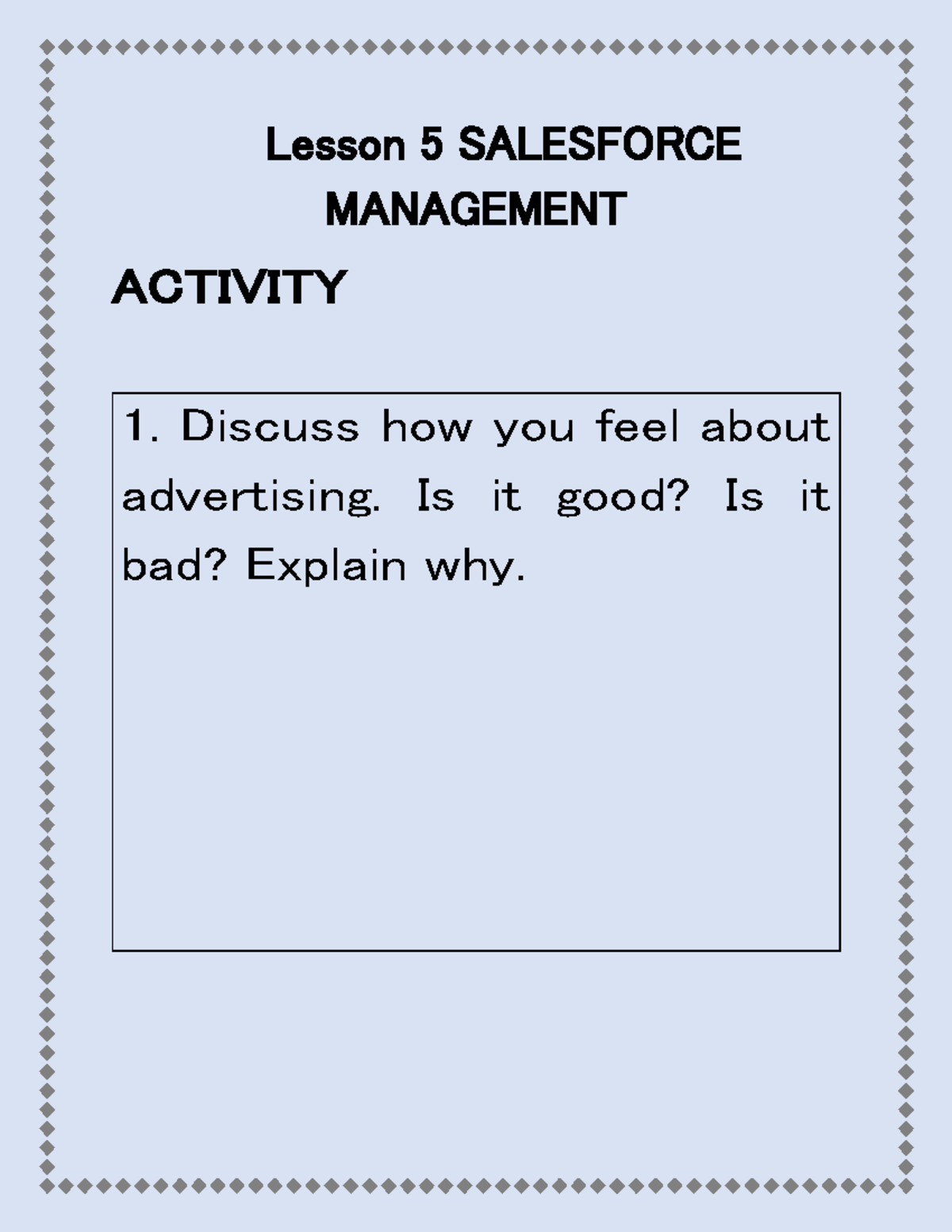 Lesson 5 Salesforce Management - Lesson 5 SALESFORCE MANAGEMENT ...