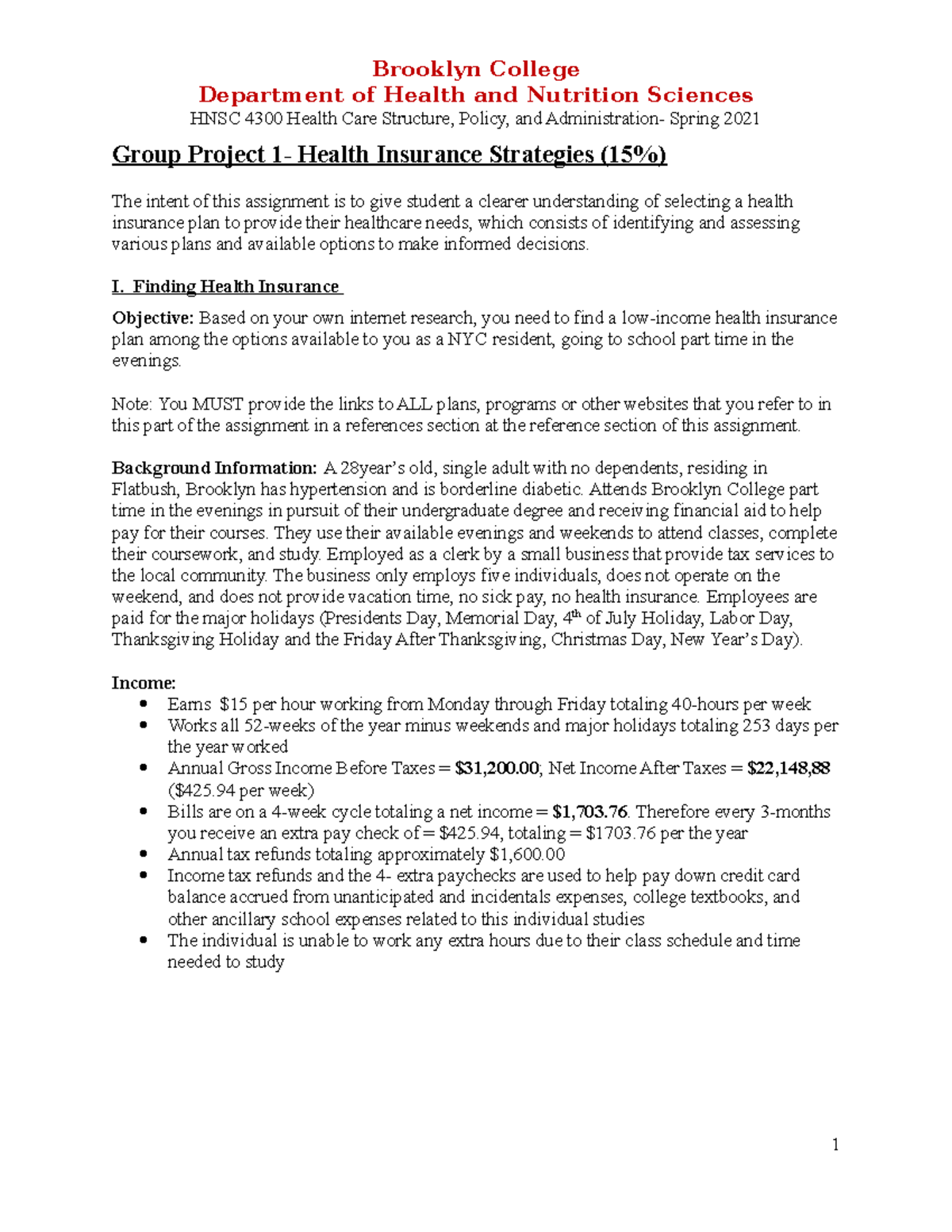 Group Project 1- Health Insurance Strategies - I. Finding Health ...