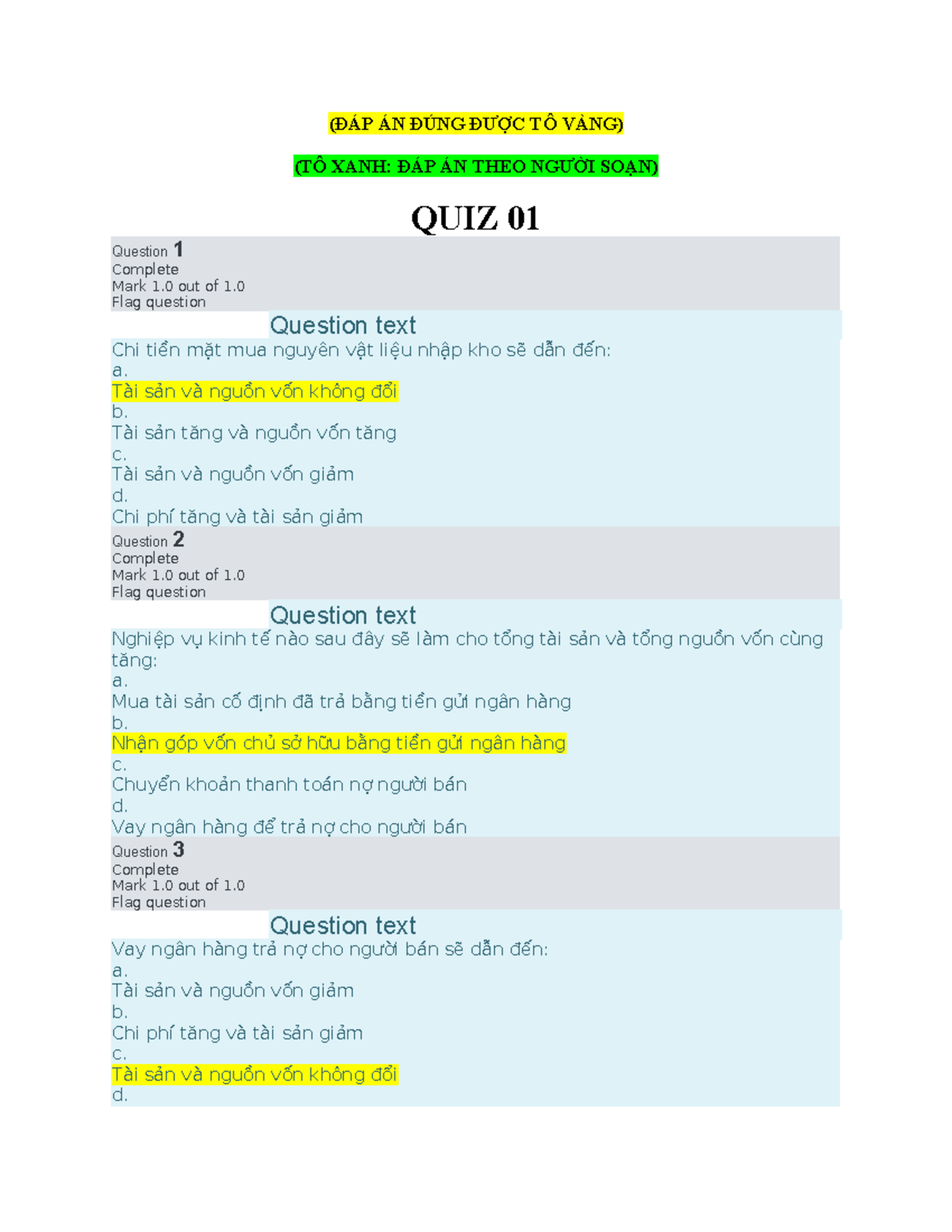 6 QUIZ Elearning NLKT (có đáp án) - (ĐÁP ÁN ĐÚNG ĐƯỢC TÔ VÀNG) (TÔ XANH: ĐÁP ÁN THEO NGƯỜI SOẠN ...