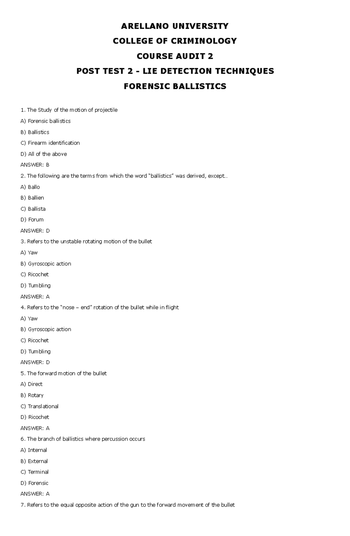 AU-COA-2-POST-TEST-2-KEY-2024 - ARELLANO UNIVERSITY COLLEGE OF ...