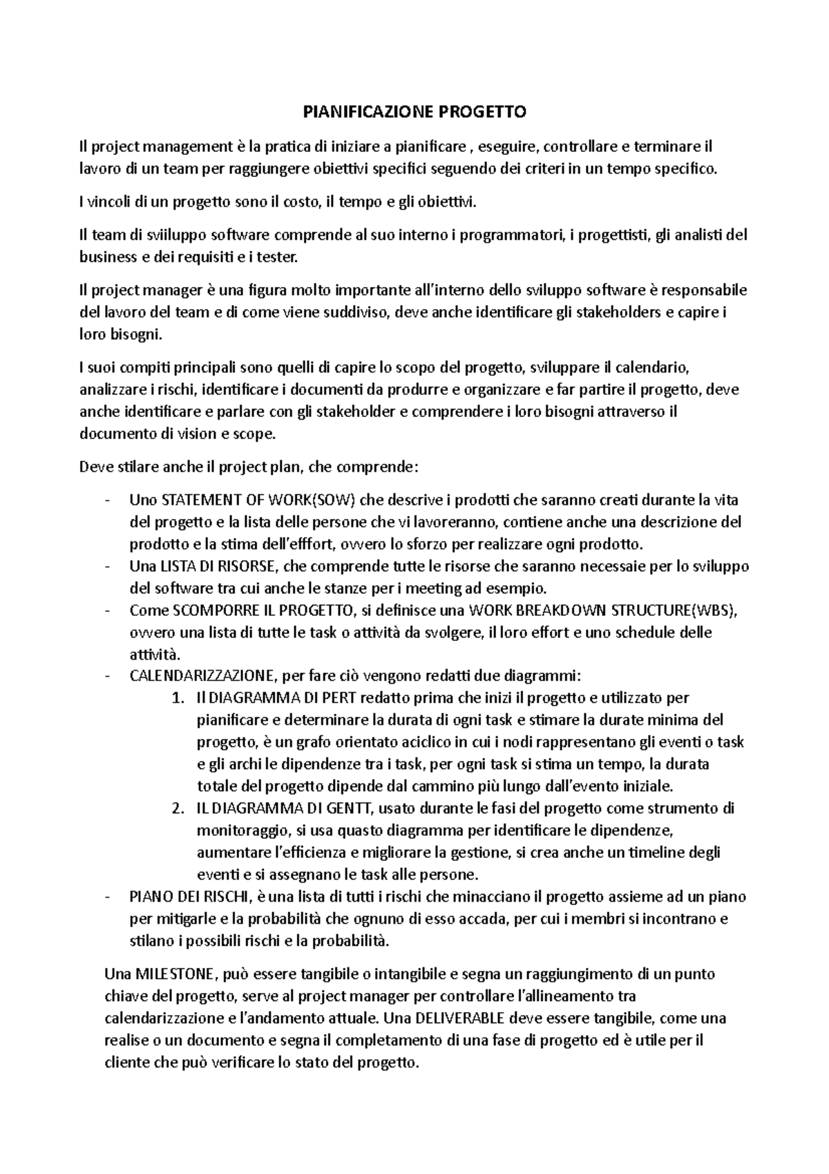 IAS RASS - PIANIFICAZIONE PROGETTO Il project management è la pratica ...