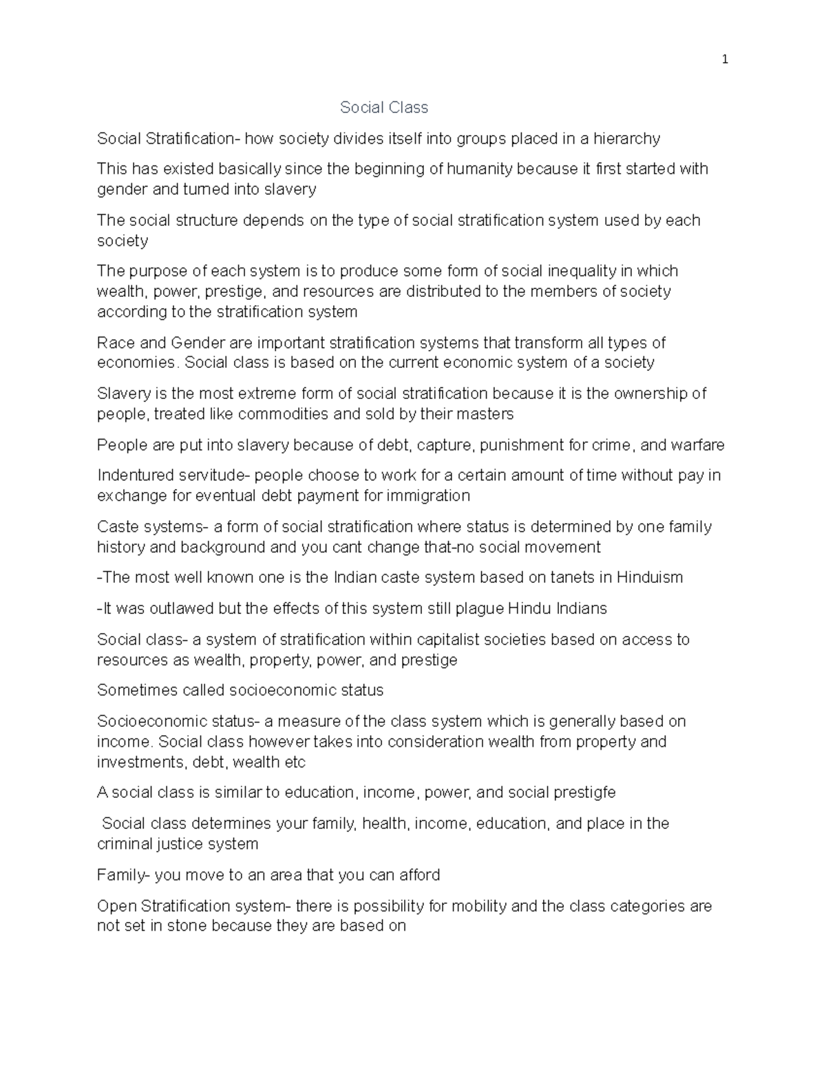 Social Class Notes - SOCI 205 - TAMU - Studocu