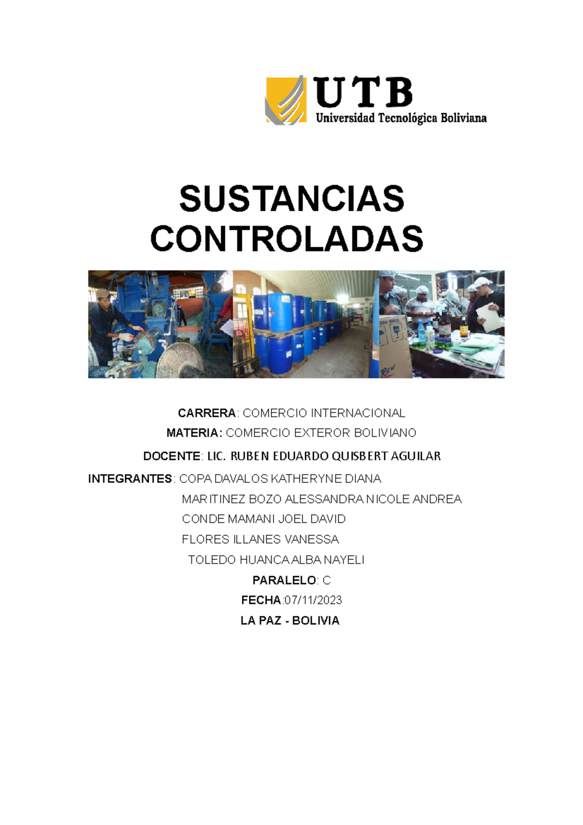 Sustancias Controladas grupo 6 - SUSTANCIAS CONTROLADAS CARRERA ...
