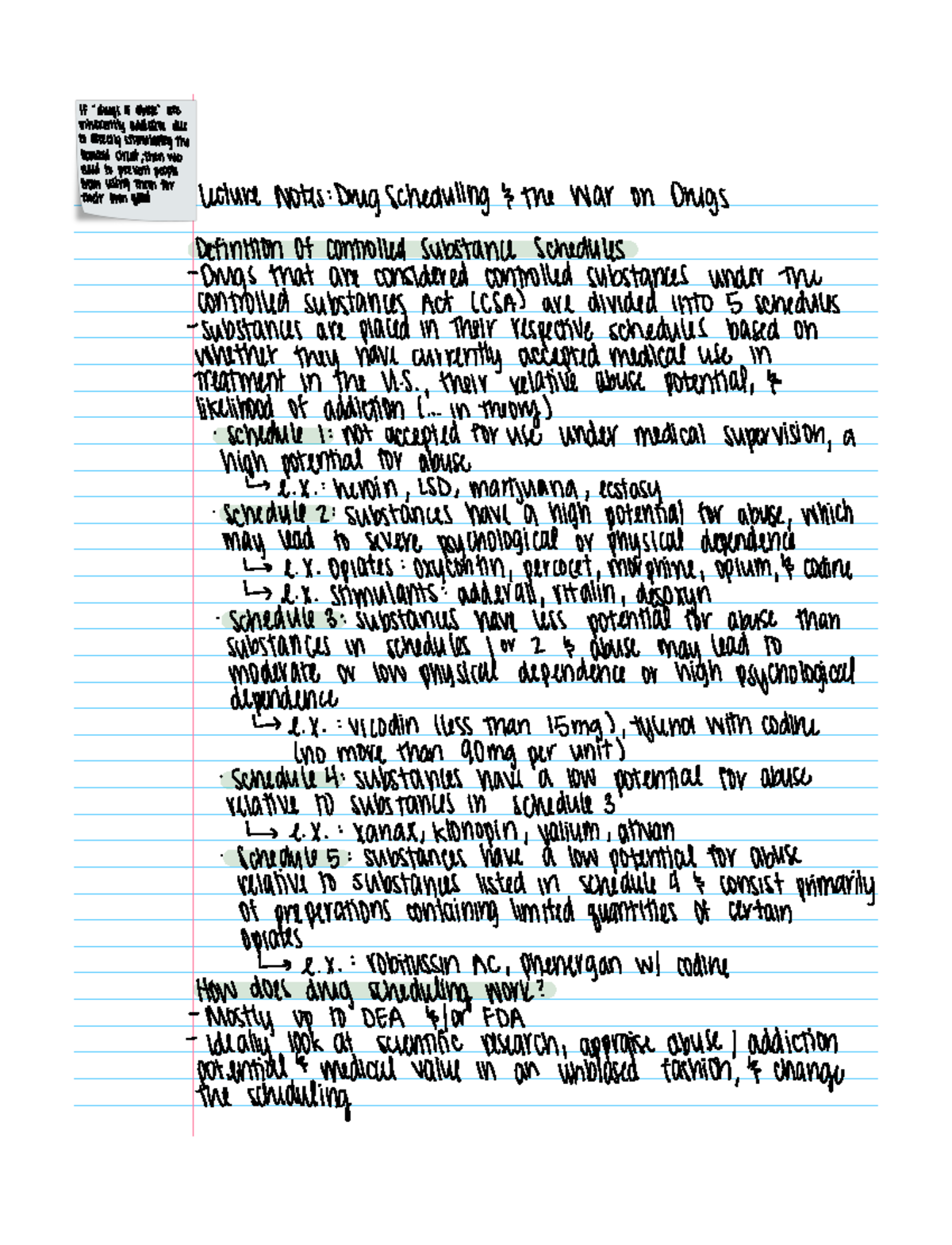 Lecture Notes- Drug Scheduling and the War on Drugs - drugsofabuseare ...