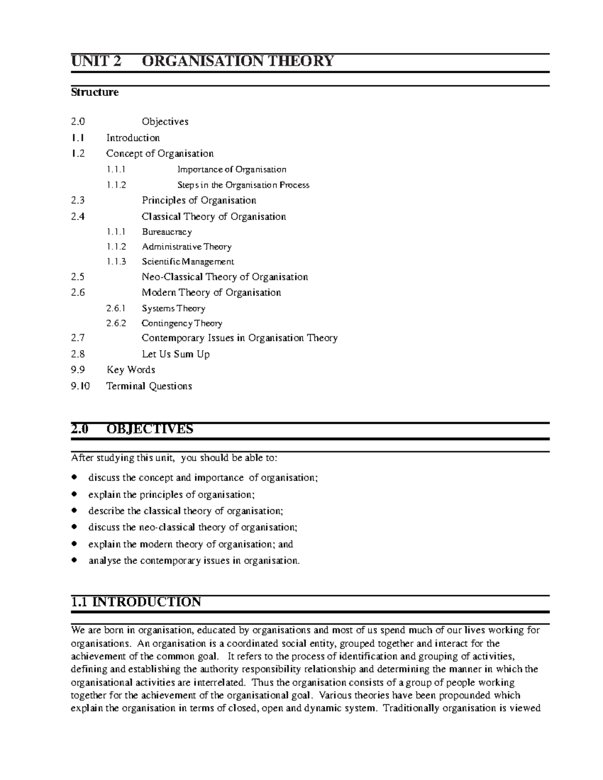 Theories of organization - UNIT 2 ORGANISATION THEORY Structure 2 ...