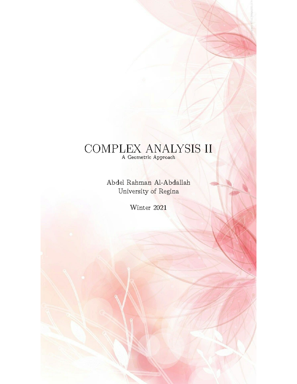 Complex analysis II: A geometric approach - COMPLEX ANALYSIS II A ...