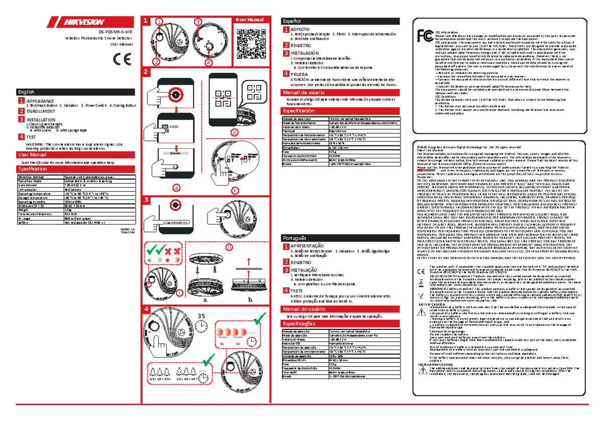 Baseline DS- Pdsmk-S-WB Smoke Detector Quick Start Guide V1.0.0 202012 ...