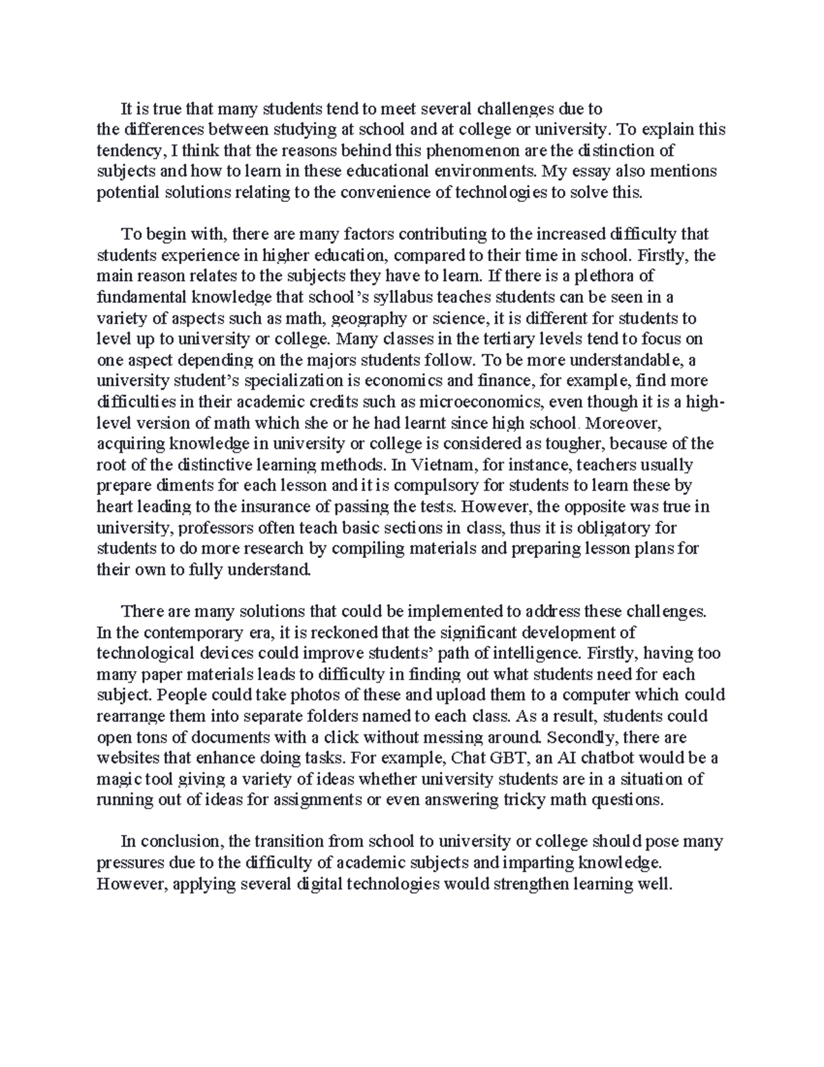 Lesson 17 2-part question essay - It is true that many students tend to ...